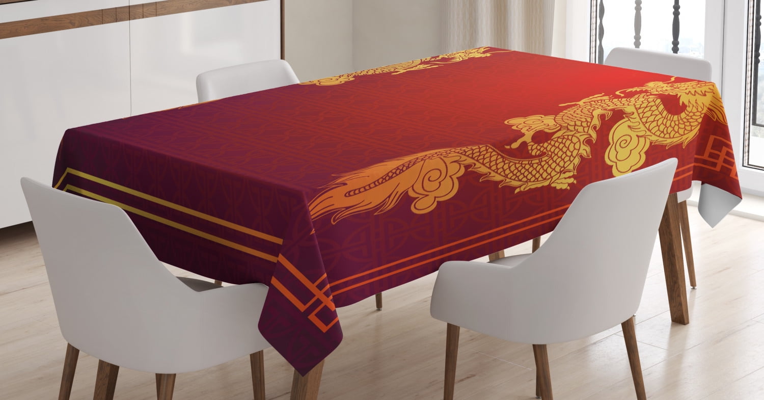 Ambesonne Dragon Tablecloth Rectangular Table Cover, Historic Creature ...