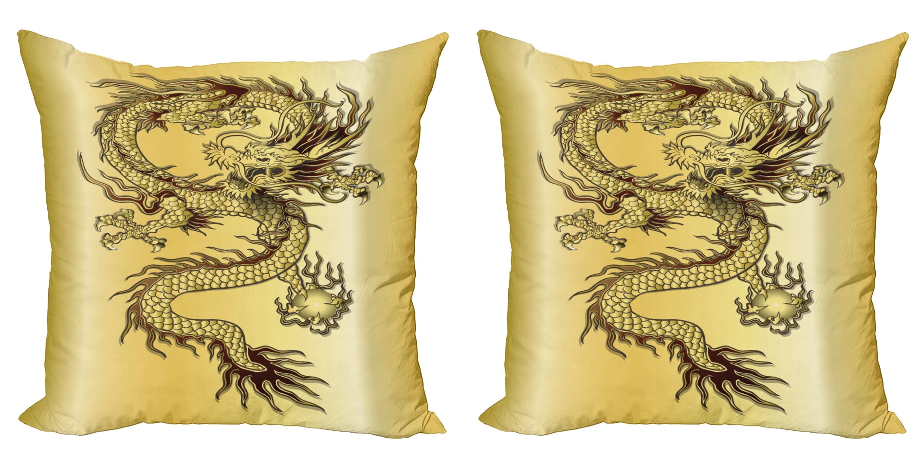 Ambesonne Dragon Throw Pillow Cover 2 Pack, Chinese Eastern Myth, 20 ...