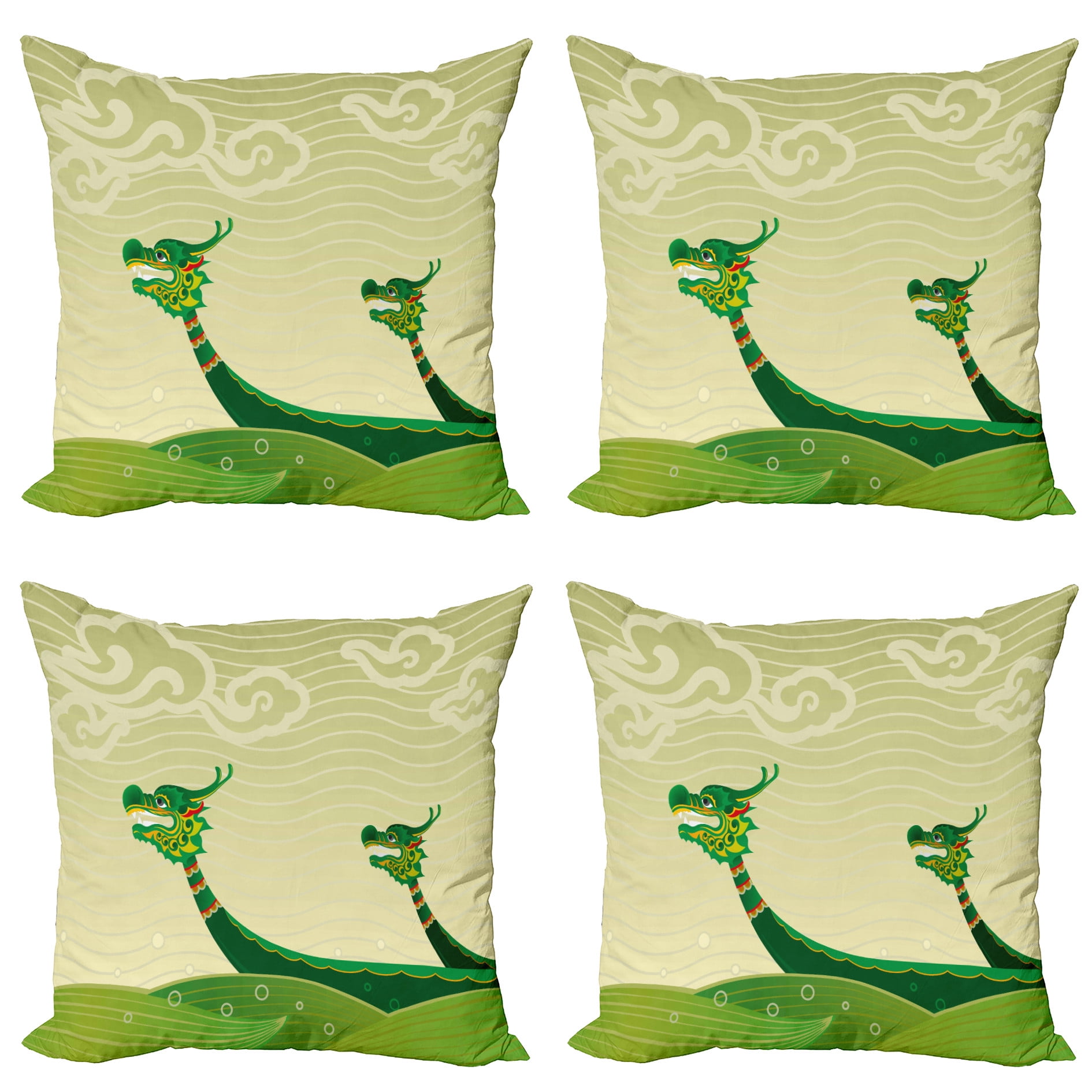 Ambesonne Dragon Throw Pillow Cover 4 Pack, Tatsu Mythical Animal, 20 ...