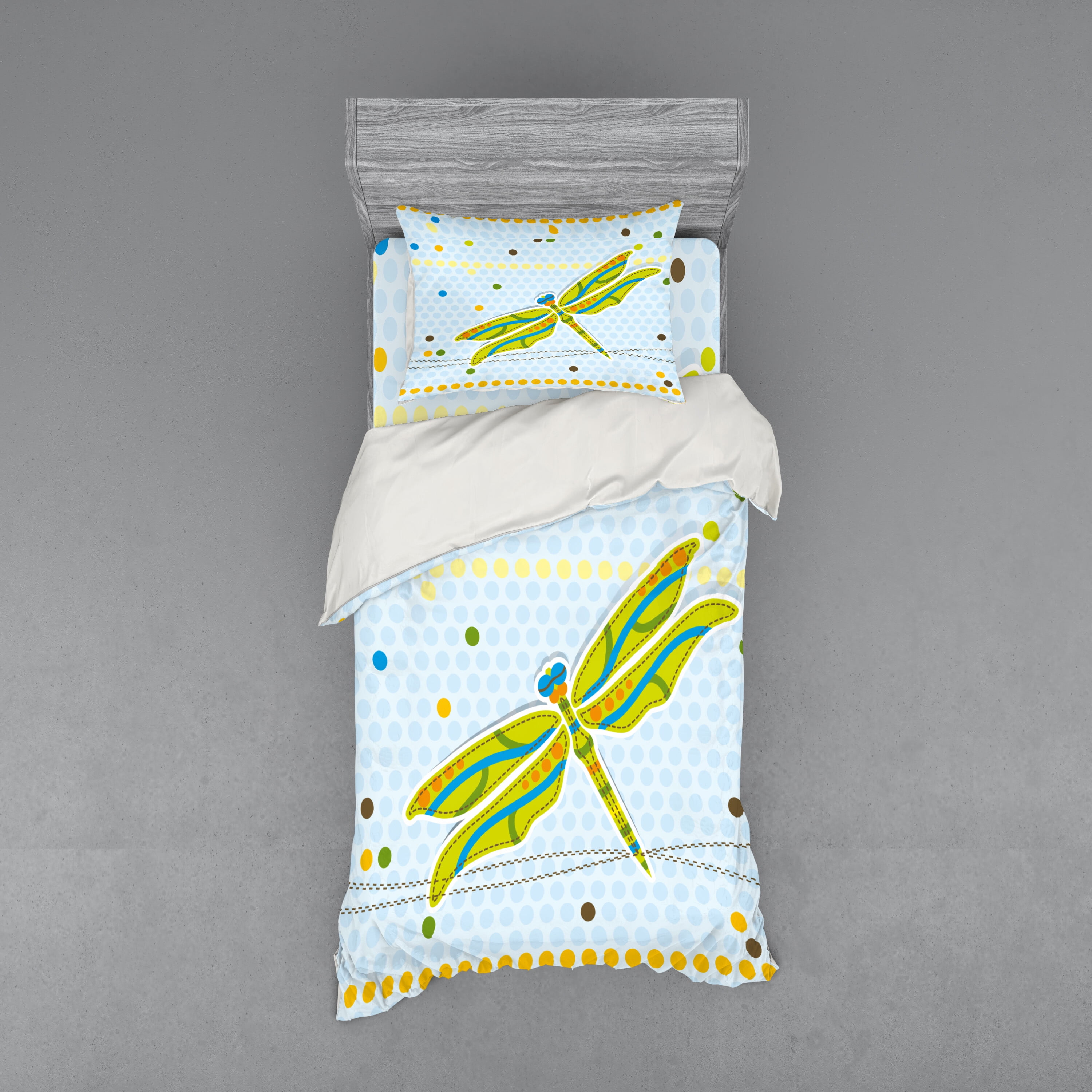 Ambesonne Dragonfly Bedding Set 3 Pcs, Cartoon Theme, Twin, Lime Green ...