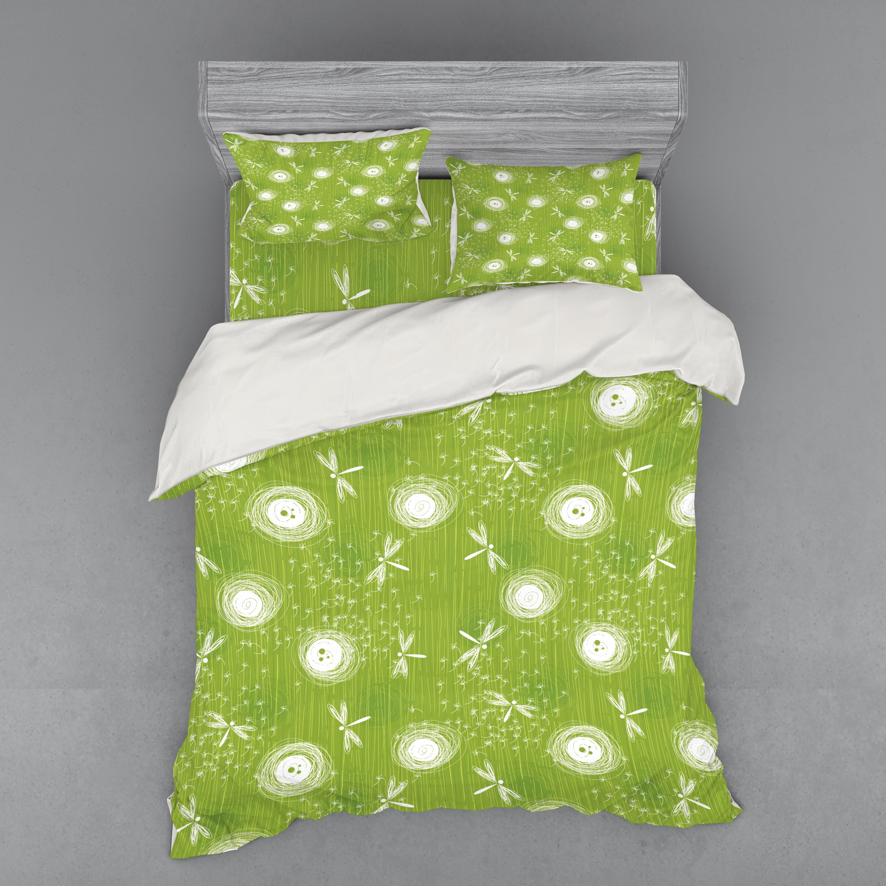 Ambesonne Dragonfly Bedding Set 4 Pcs, Dandelion Sketchy, Queen, Lime ...