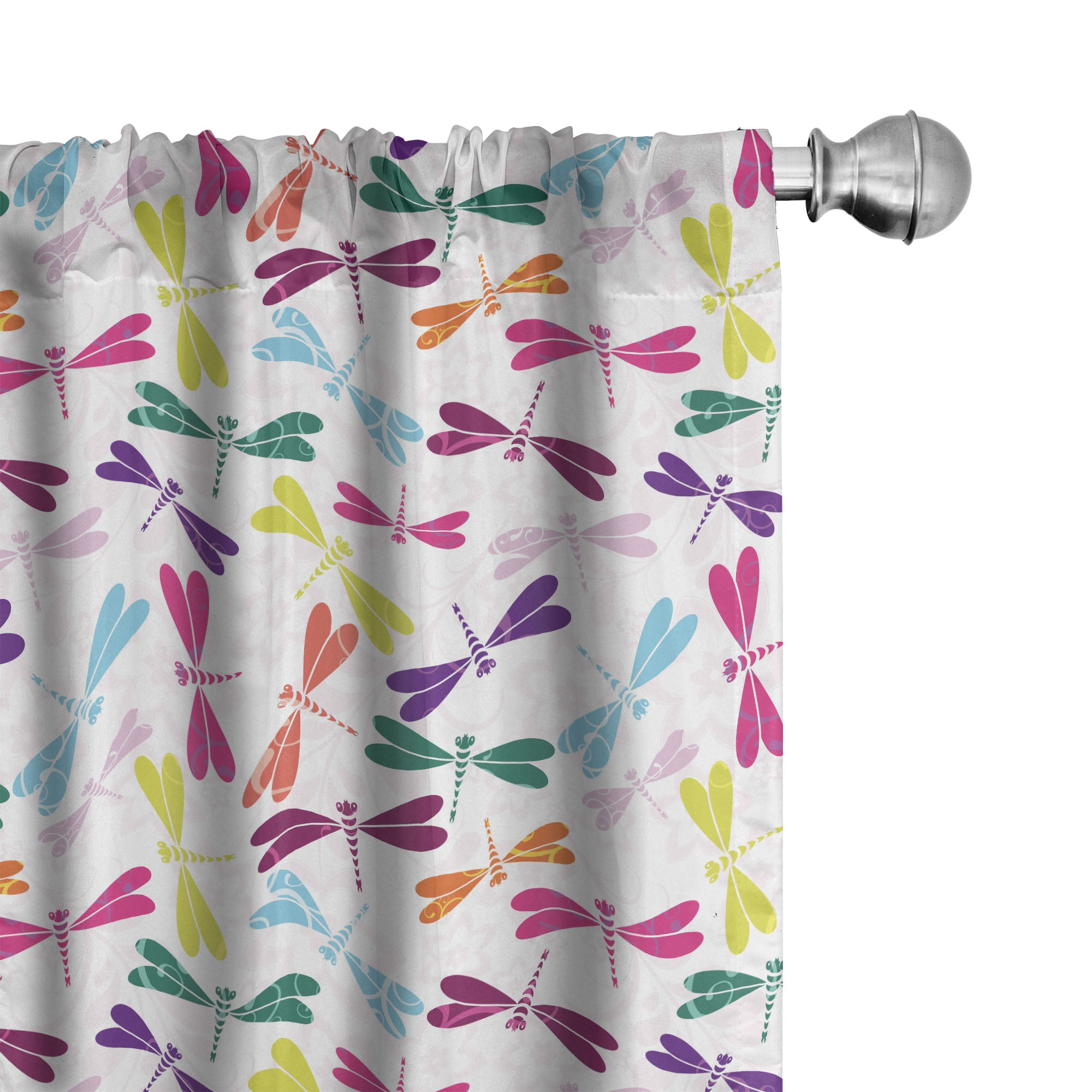 Ambesonne Dragonfly Curtains, Animals Flora, Pair of 28"x84 ...