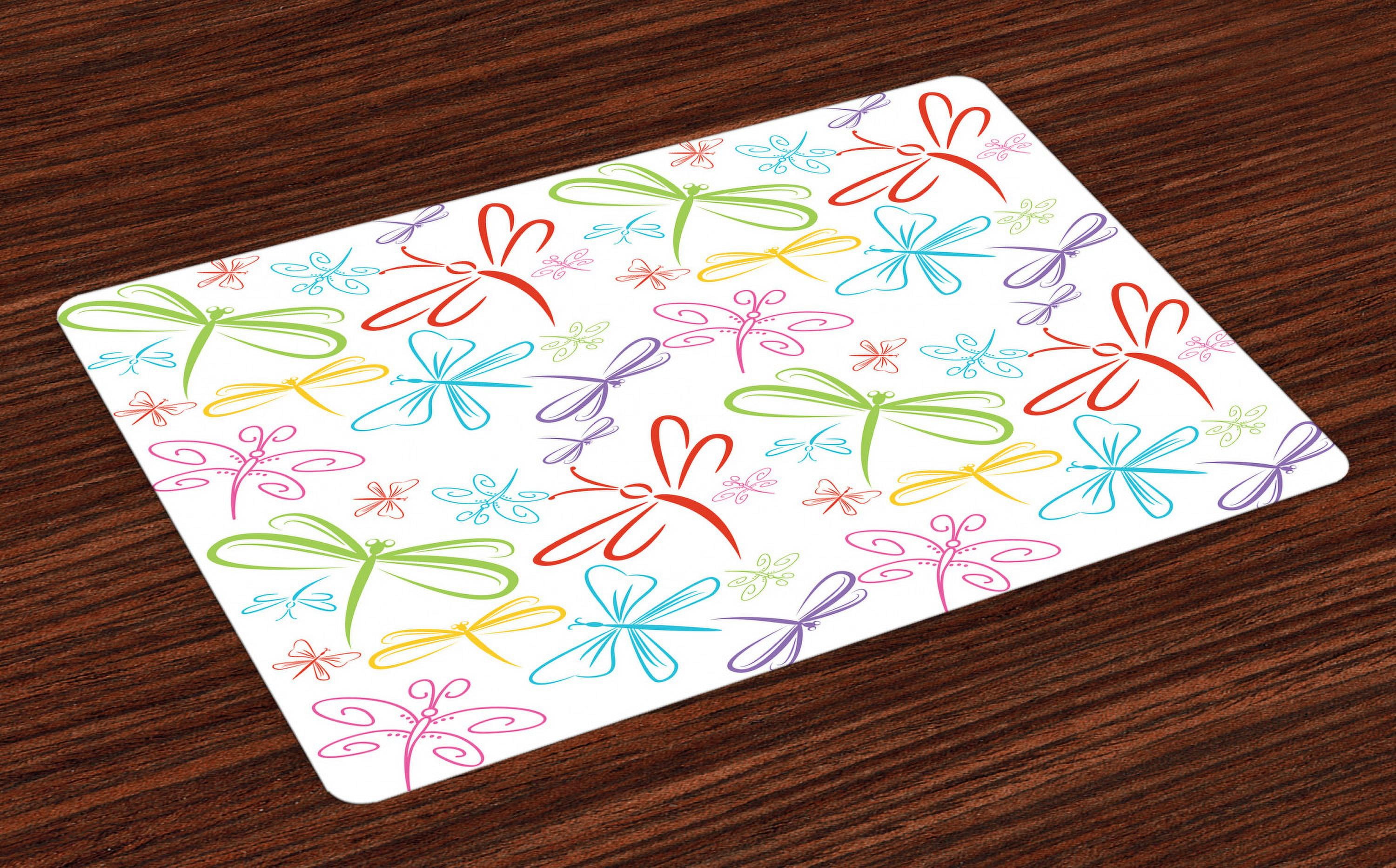 Ambesonne Dragonfly Place Mats Set of 4, Insects Wings, Standard Size ...