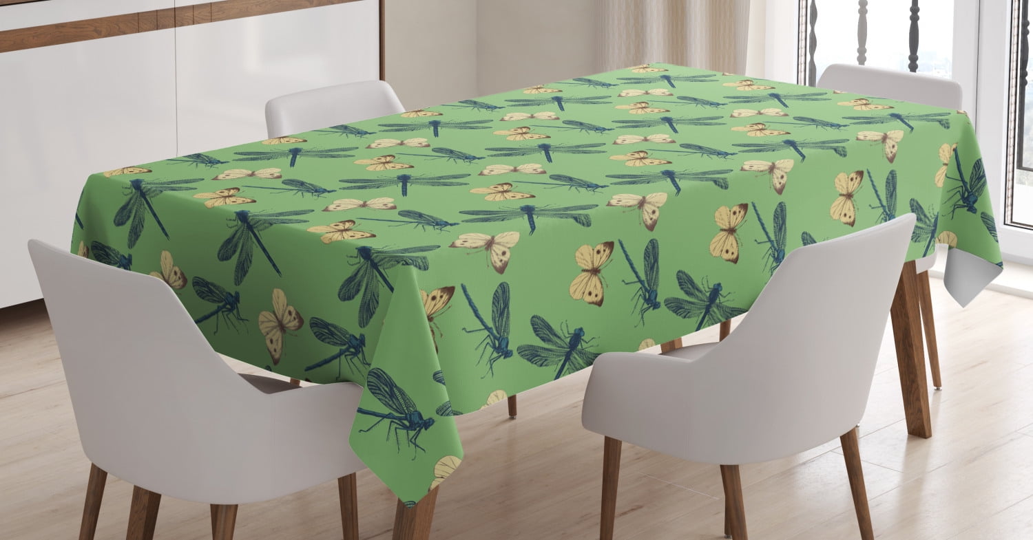Ambesonne Dragonfly Tablecloth Rectangular Table Cover, Insects and ...