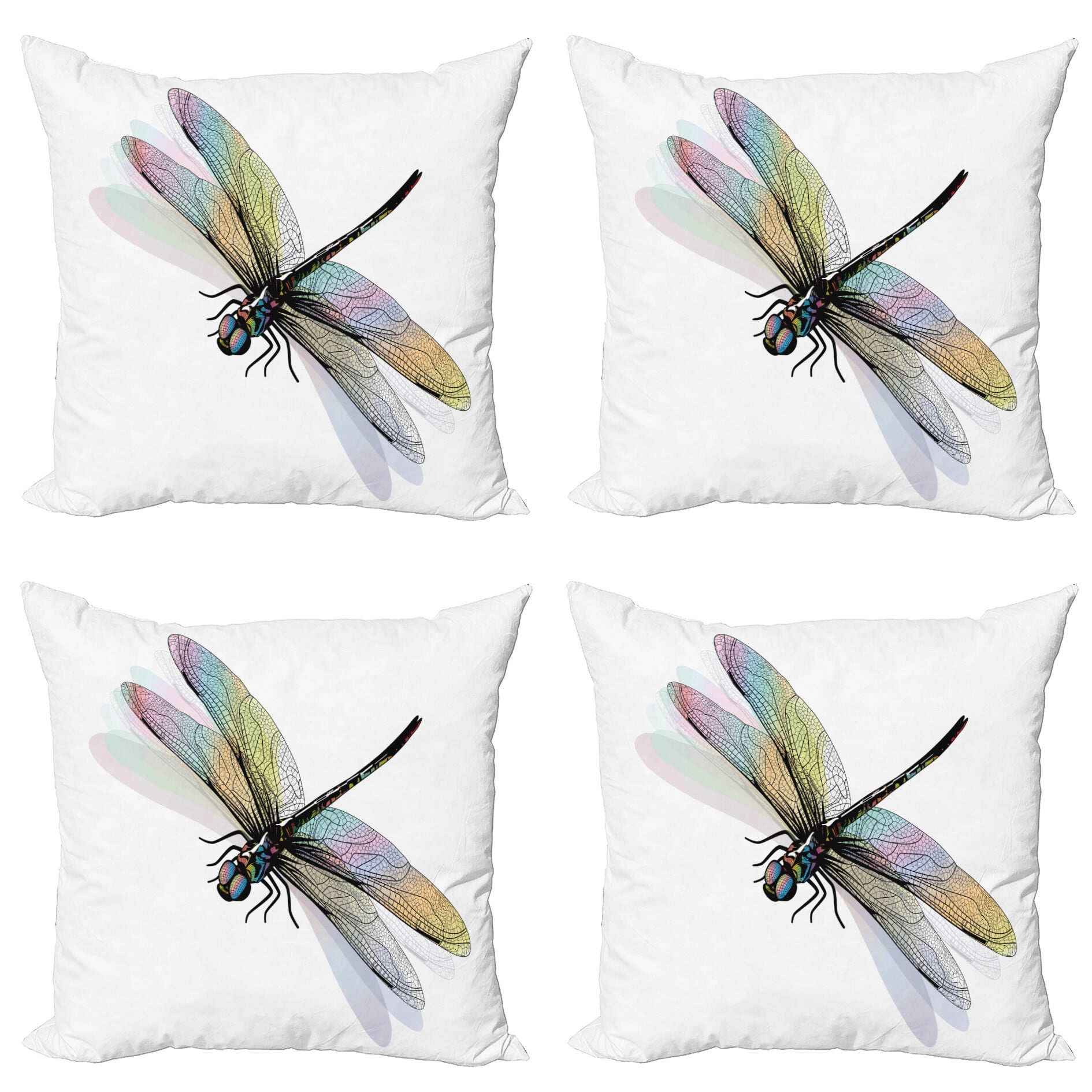 Ambesonne Dragonfly Throw Pillow Cover 4 Pack, Shady Ornate Pattern, 20 ...