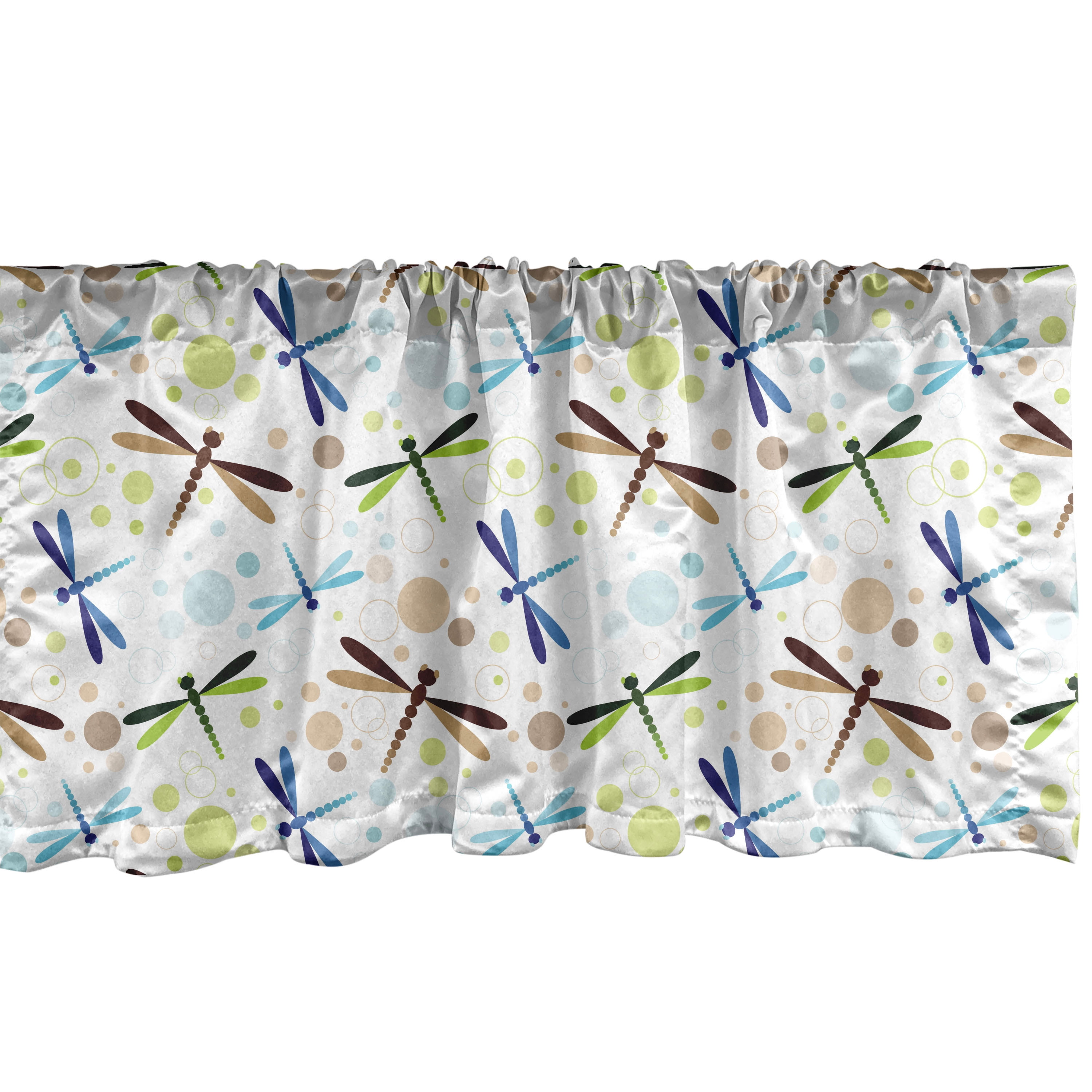 Ambesonne Dragonfly Window Valance, Colorful Bubble Shape, 54" X 12 ...