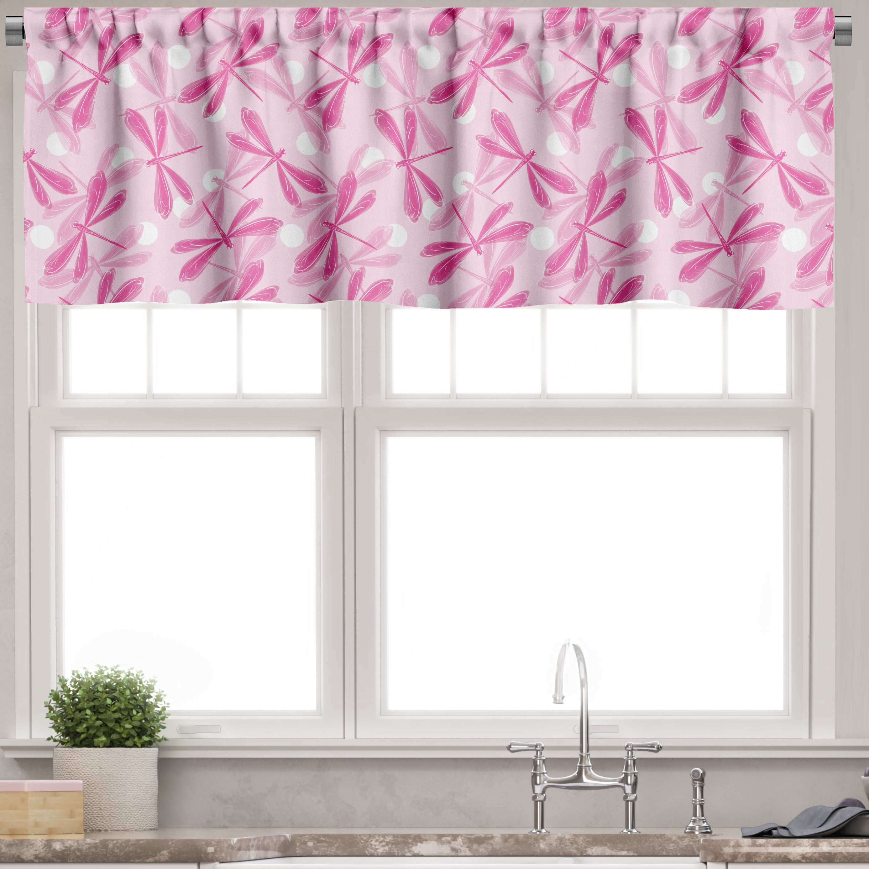 Ambesonne Dragonfly Window Valance, Vibrant Wings Insect, 54" X 18 ...