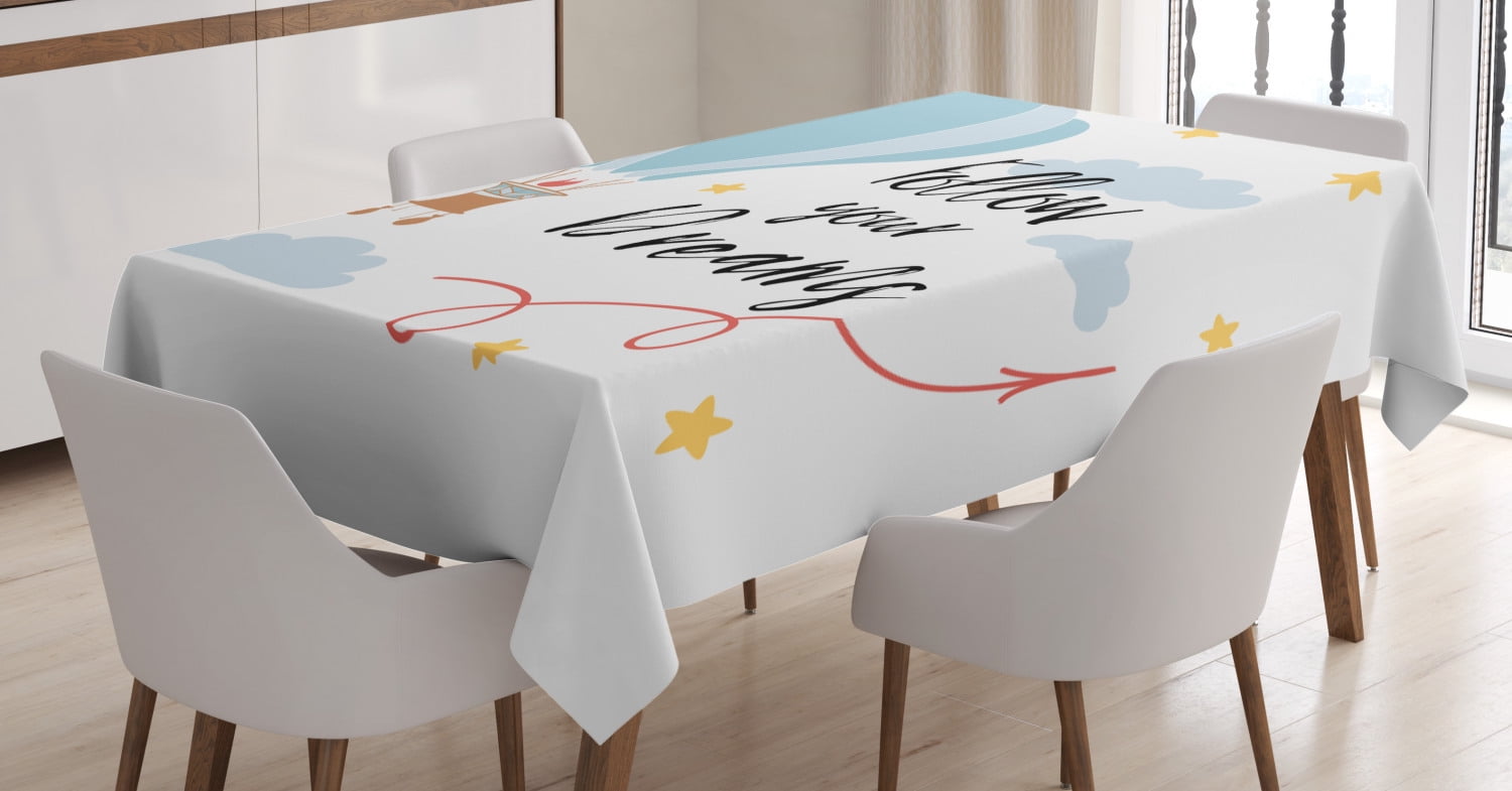 Ambesonne Dream Tablecloth Rectangular Table Cover, Hot Air Balloon ...