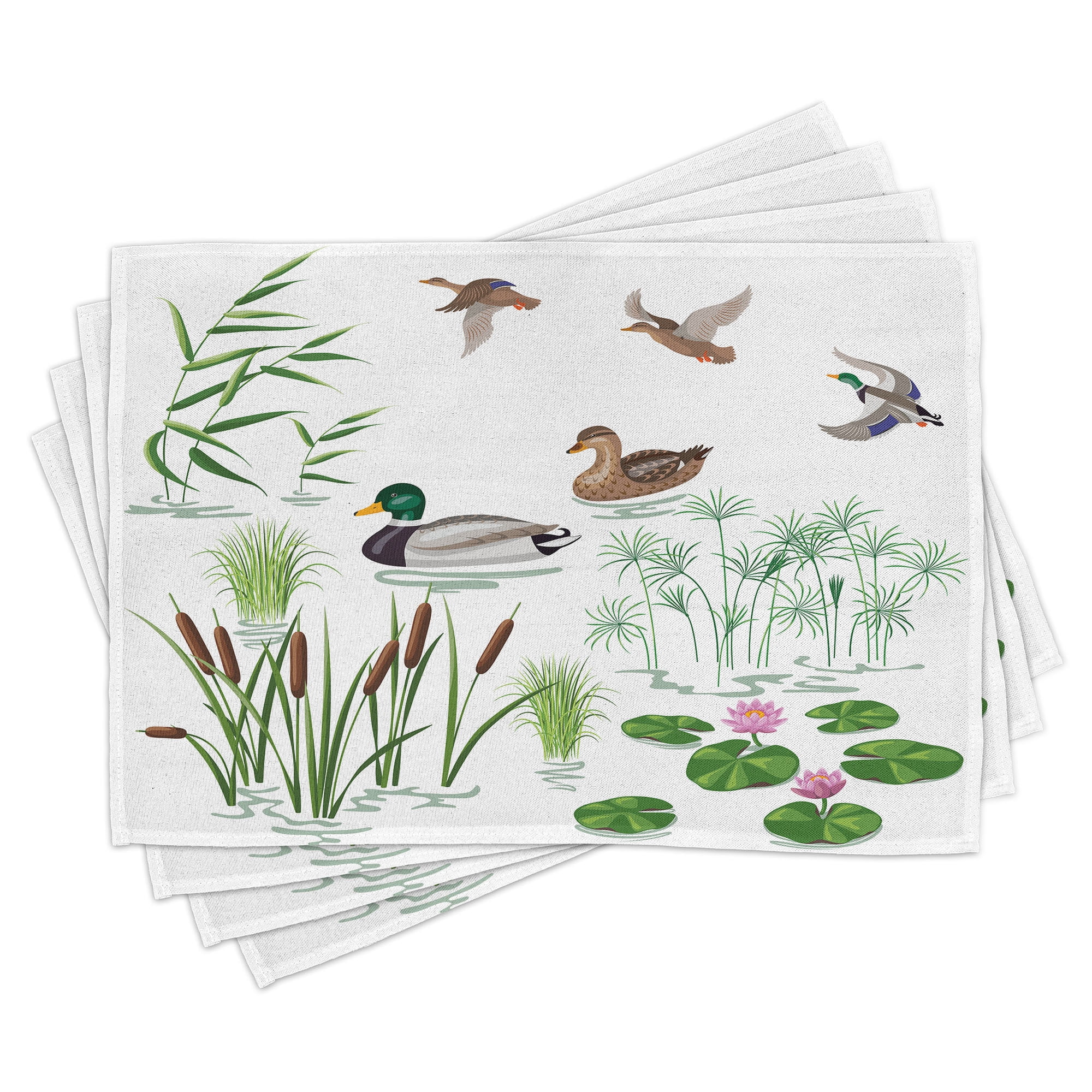 Ambesonne Duck Place Mats Set of 4, Lake Animals Plants, Standard Size ...