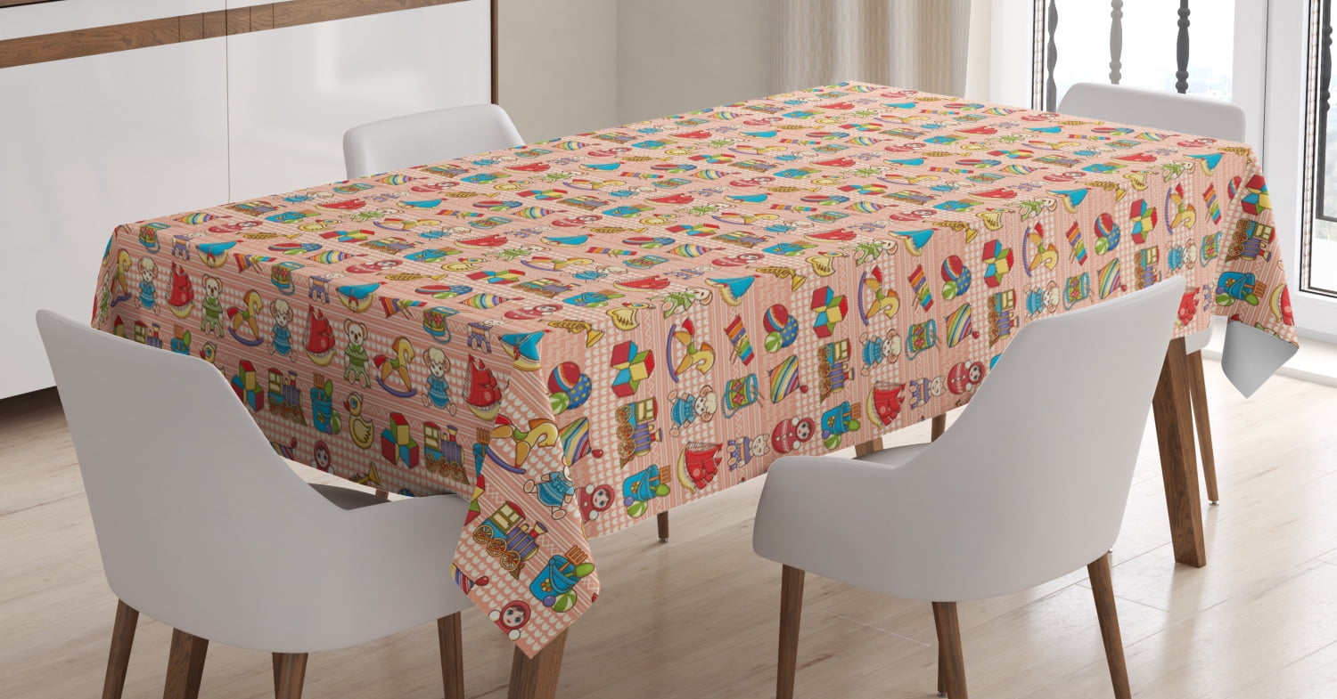 Ambesonne Duck Tablecloth Rectangular Table Cover, Cartoon Motifs ...