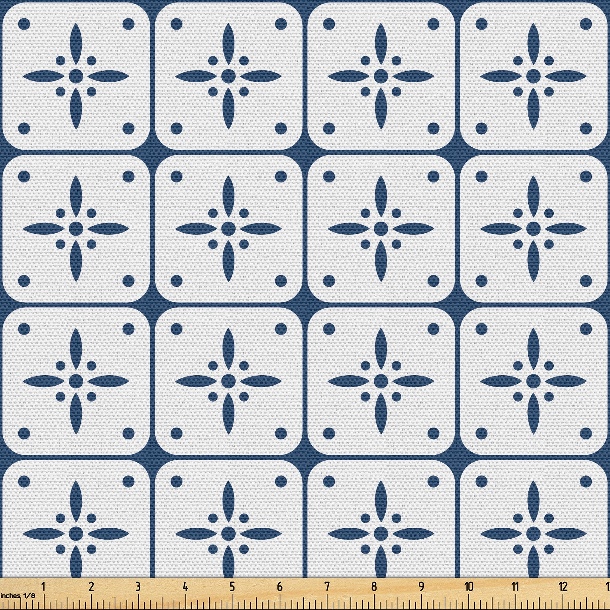 Ambesonne Dutch Fabric by the Yard Upholstery, Classical Delft Pattern ...