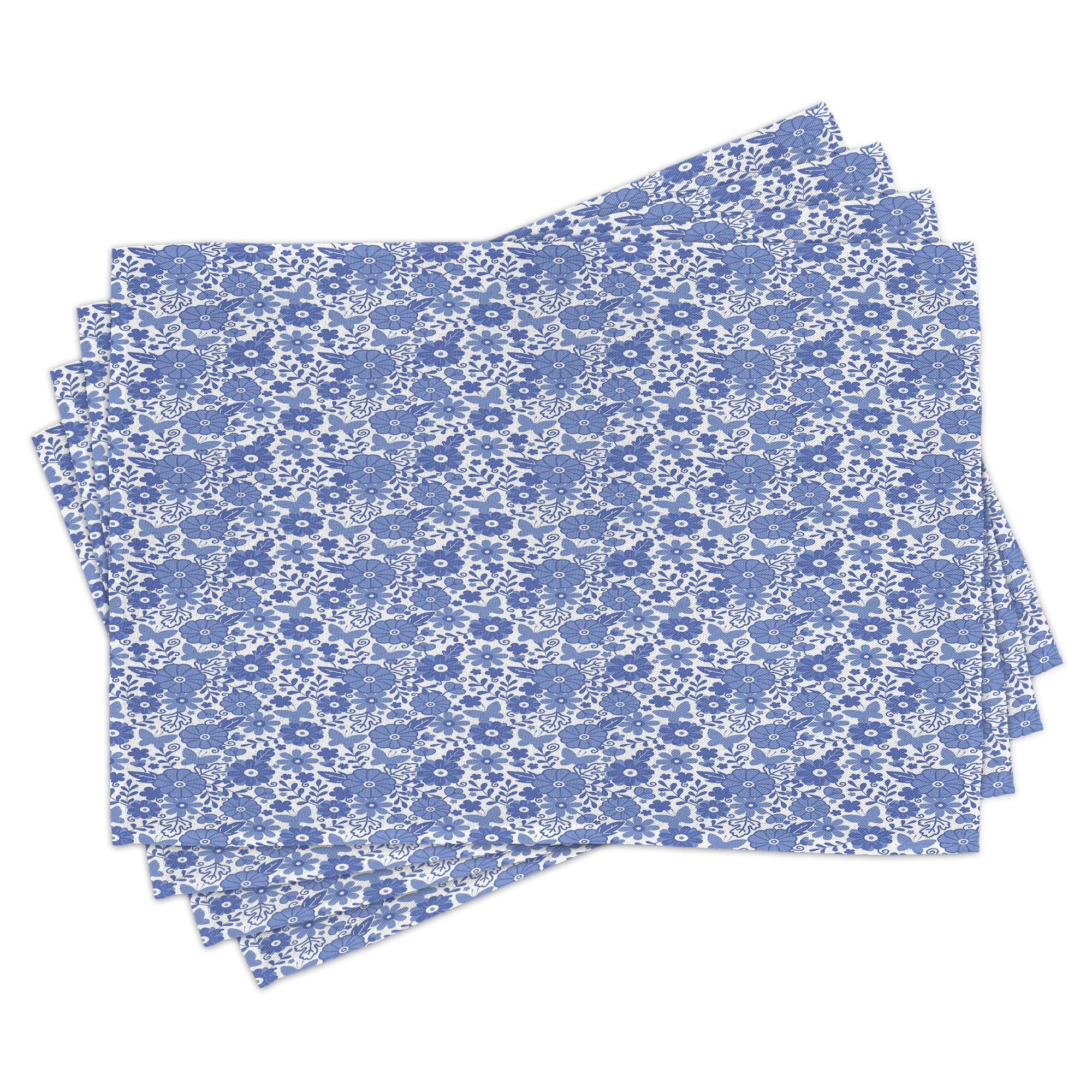 Ambesonne Dutch Place Mats Set of 4, Delft Style Folk Art Floral ...