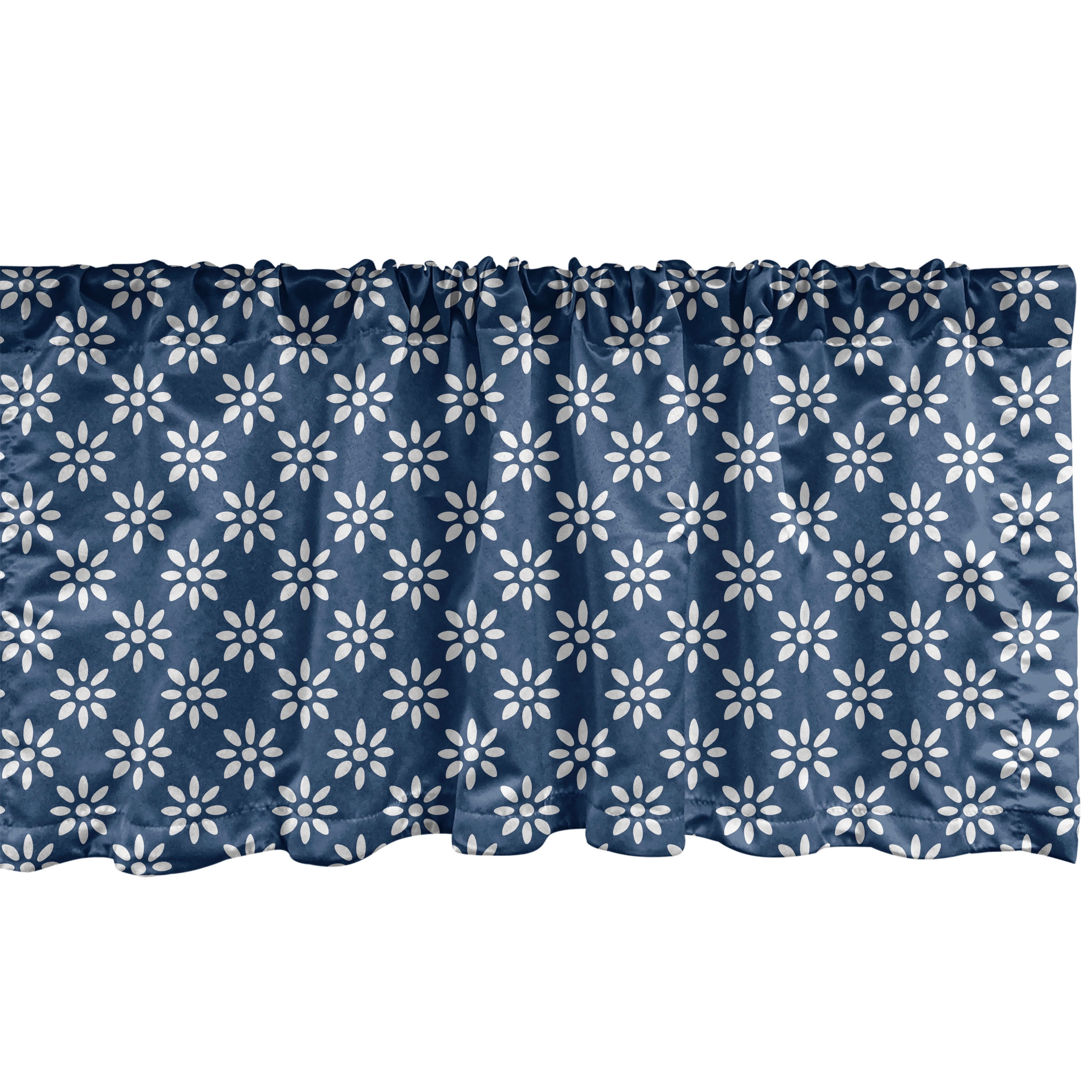 Ambesonne Dutch Window Valance, Classic Delft Flowers, 54" X 12", Navy ...