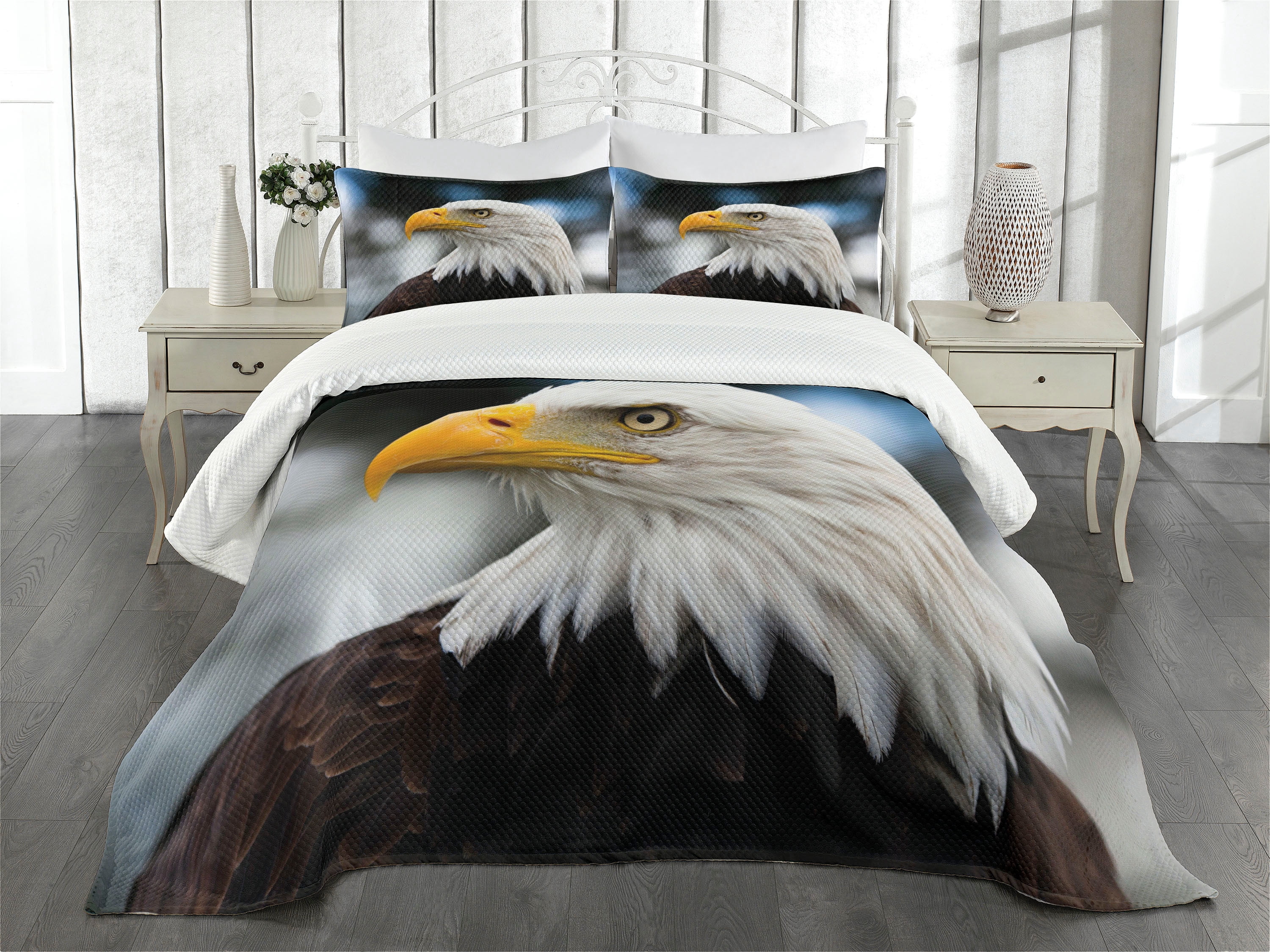 Ambesonne Eagle Quilted Bedspread Set 3 Pcs, Freedom United States ...