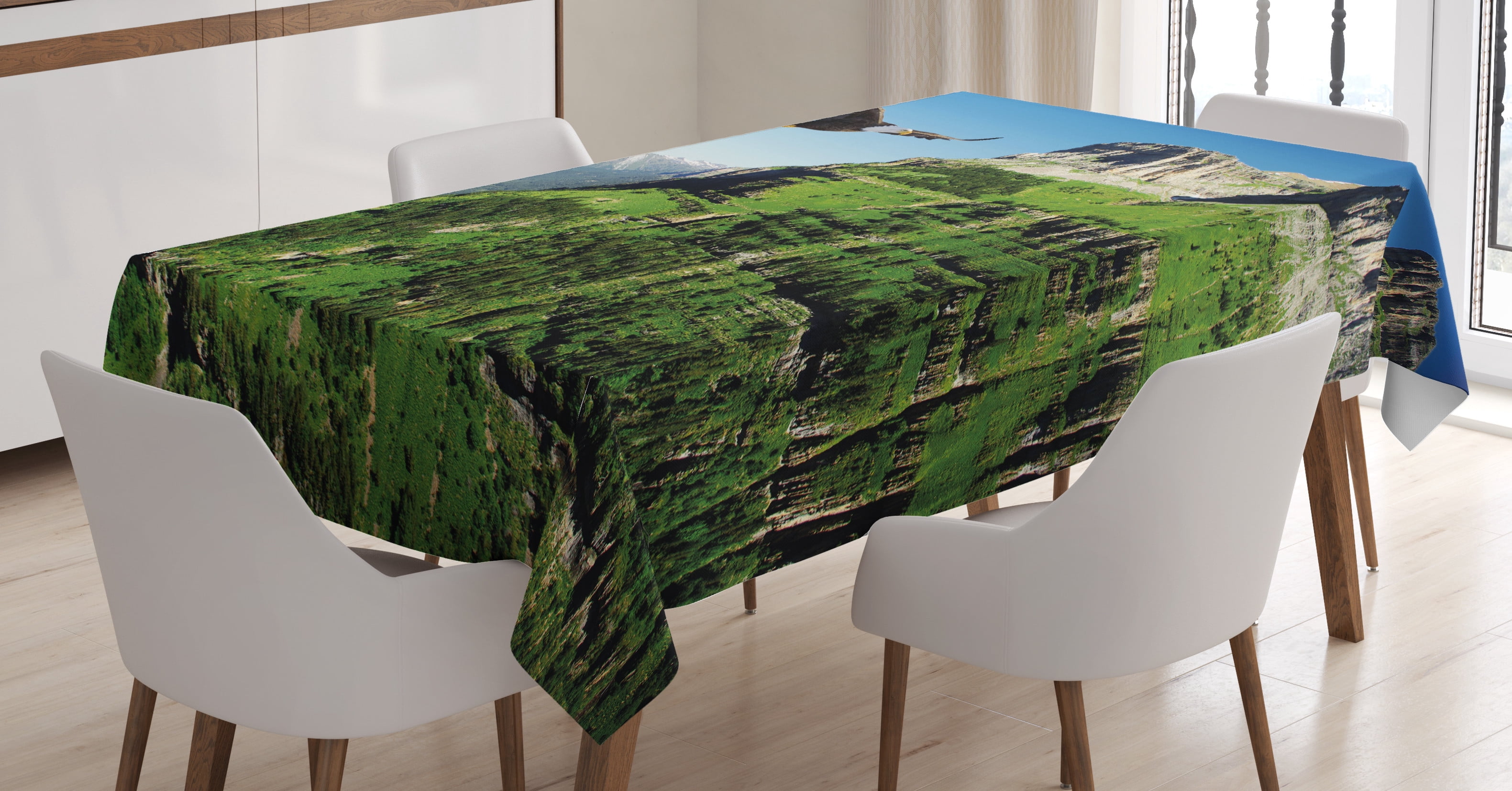 Ambesonne Eagle Tablecloth Rectangular Table Cover, Bird Mountain Fly ...