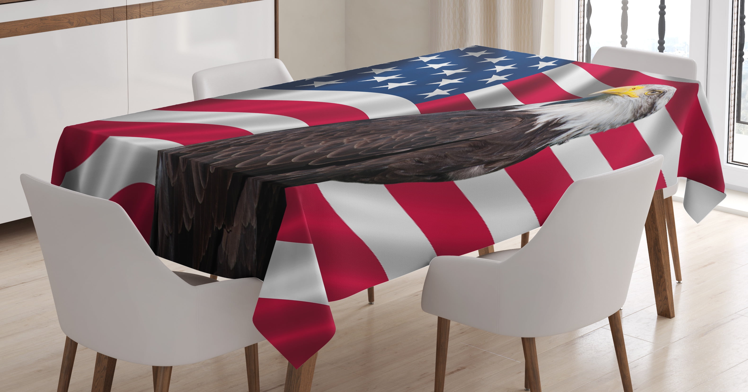 Ambesonne Eagle Tablecloth Rectangular Table Cover, Patriotic America ...