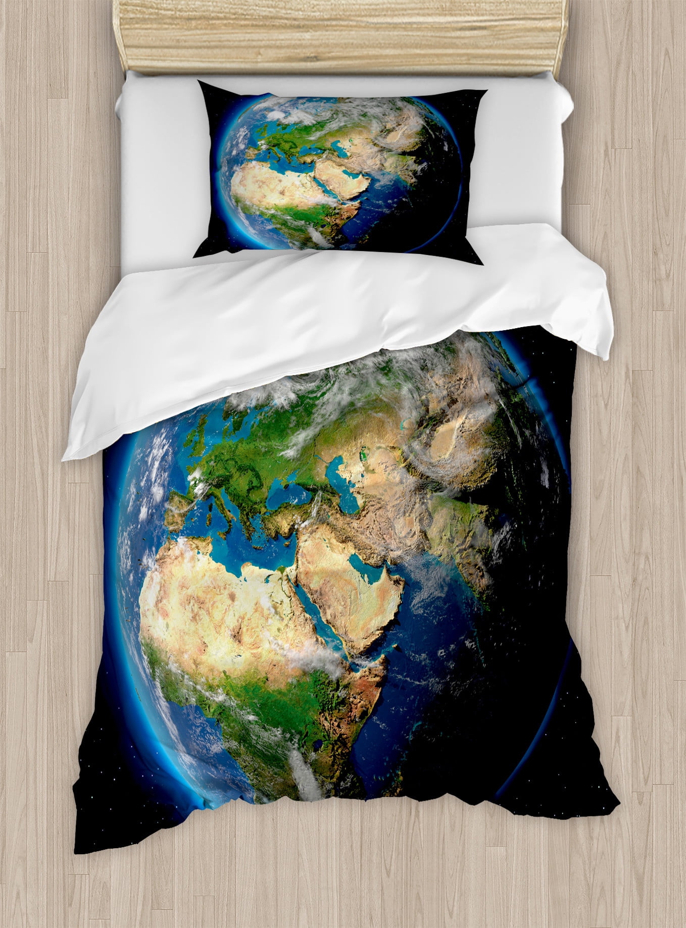 Ambesonne Earth Duvet Cover Sets, Vivid Blue Seas Greenery, 2-Twin ...
