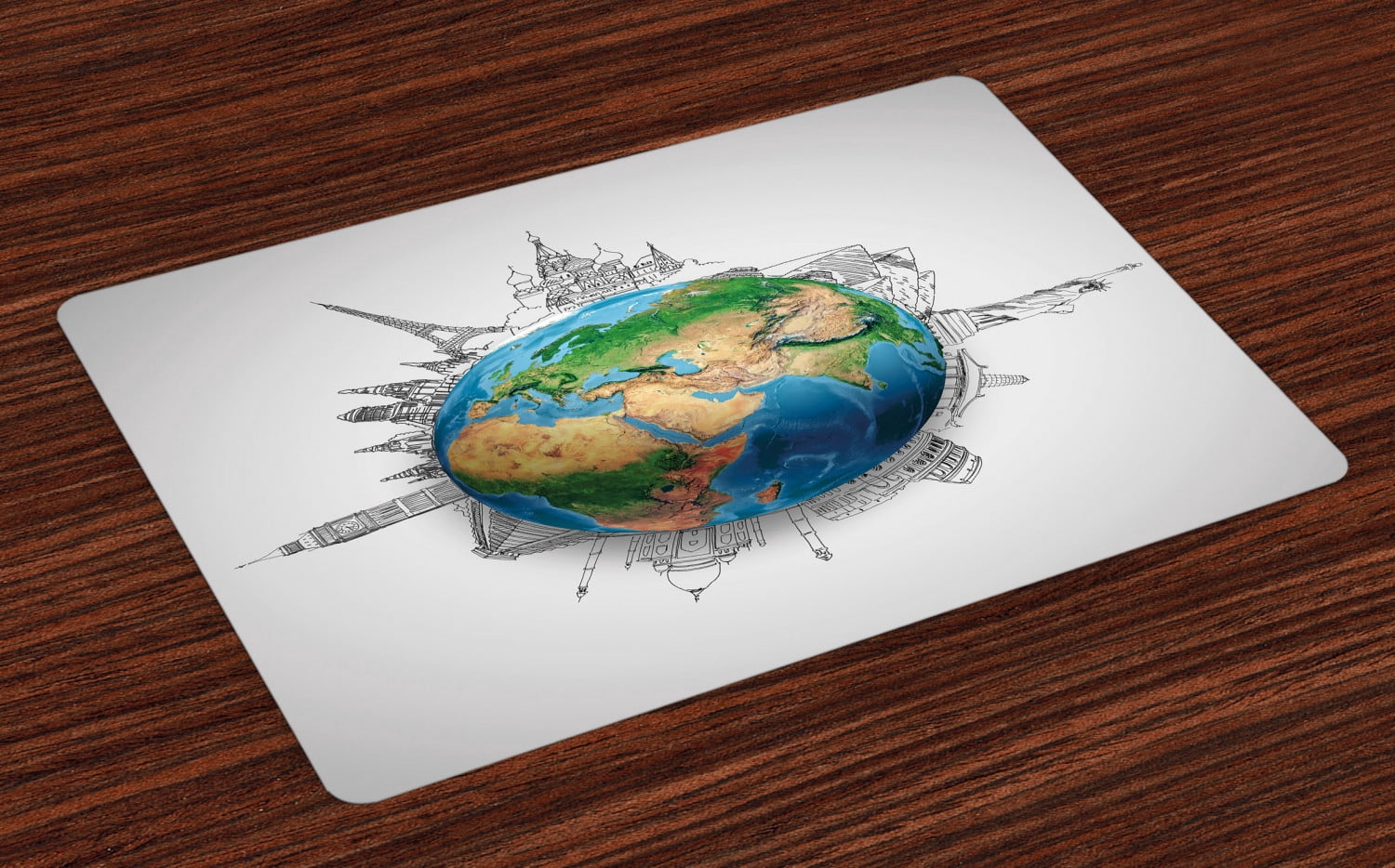 Ambesonne Earth Place Mats Set of 4, Realistic Globe Planet, Standard ...