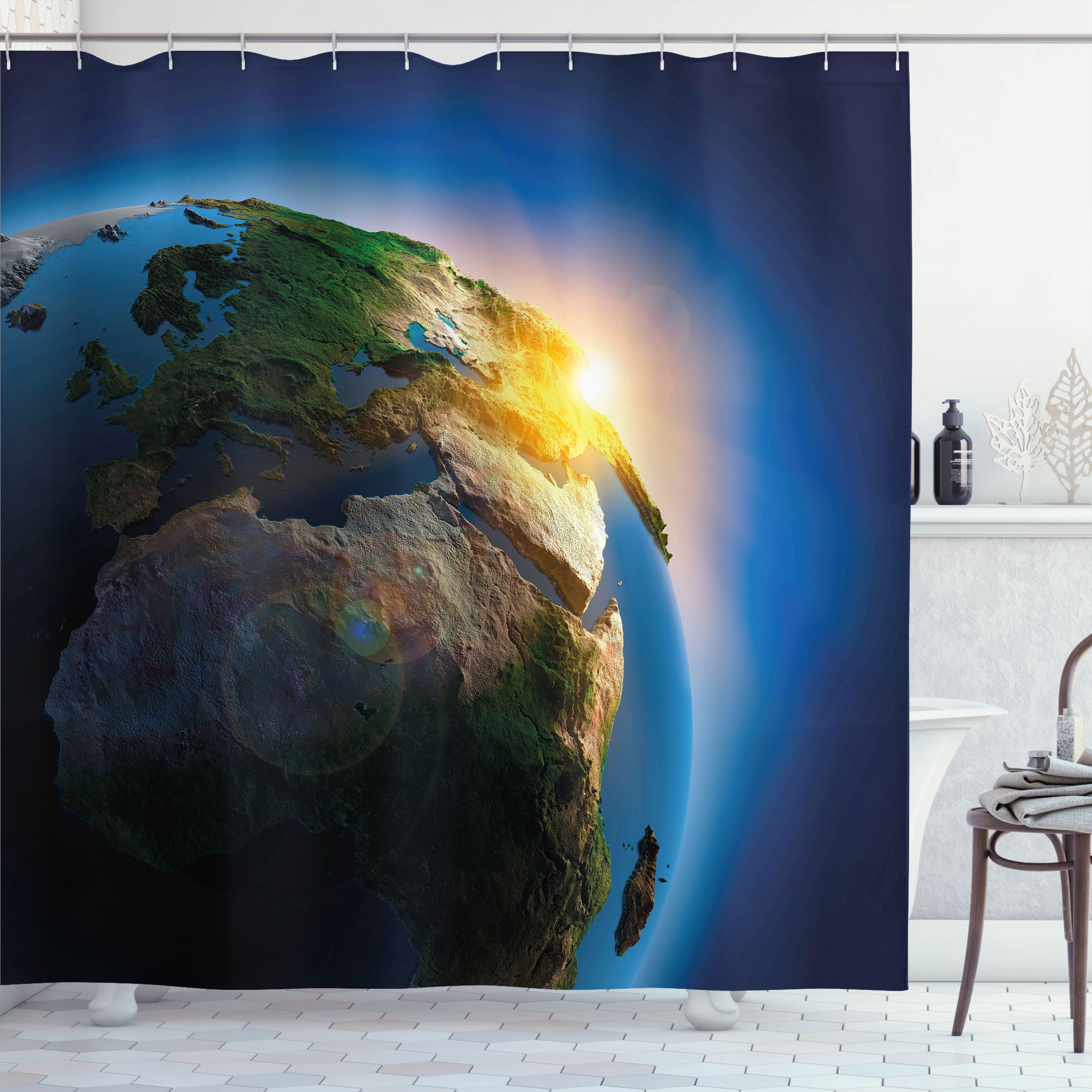 Ambesonne Earth Shower Curtain, Morning Sunrise Space, 69"Wx75"L, Blue ...
