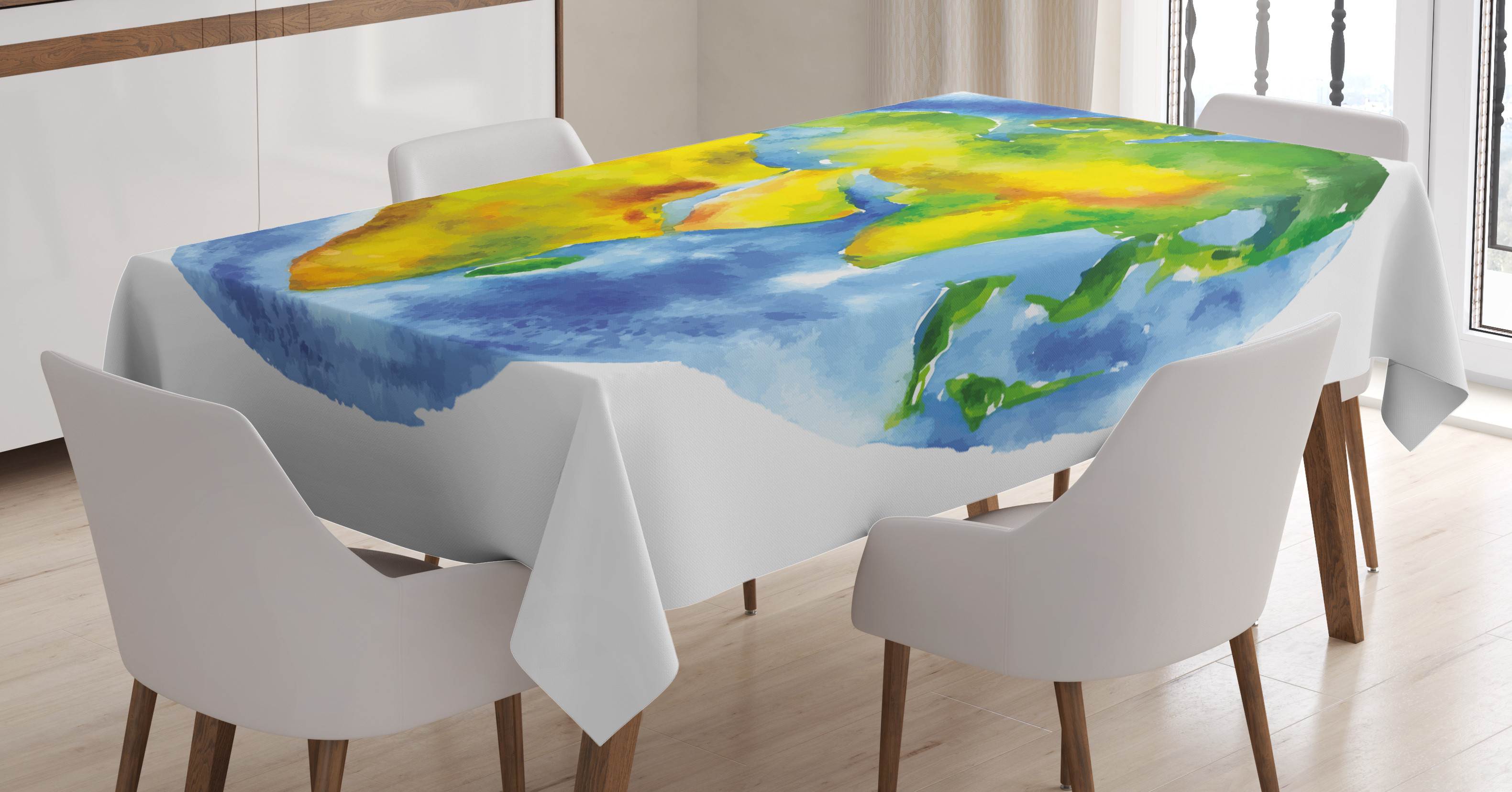 Ambesonne Earth Tablecloth Rectangular Table Cover, Globe of Earth ...