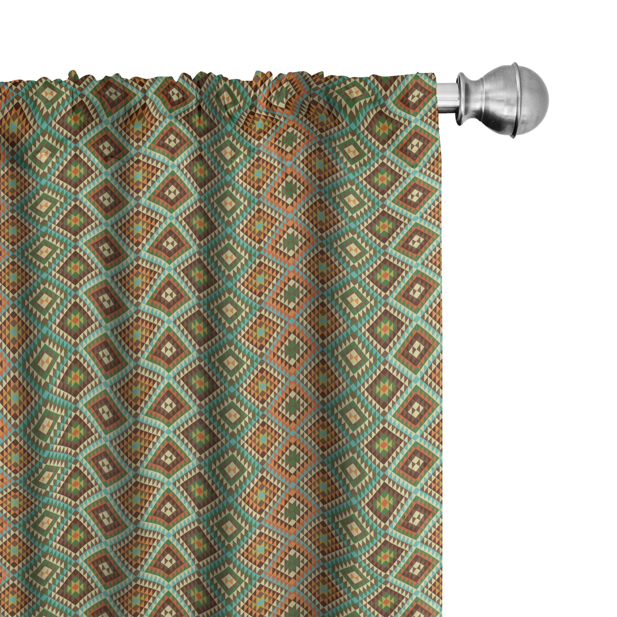 Ambesonne Earth Tones Curtains, Retro Folk Accents, Pair of 28"x63 ...