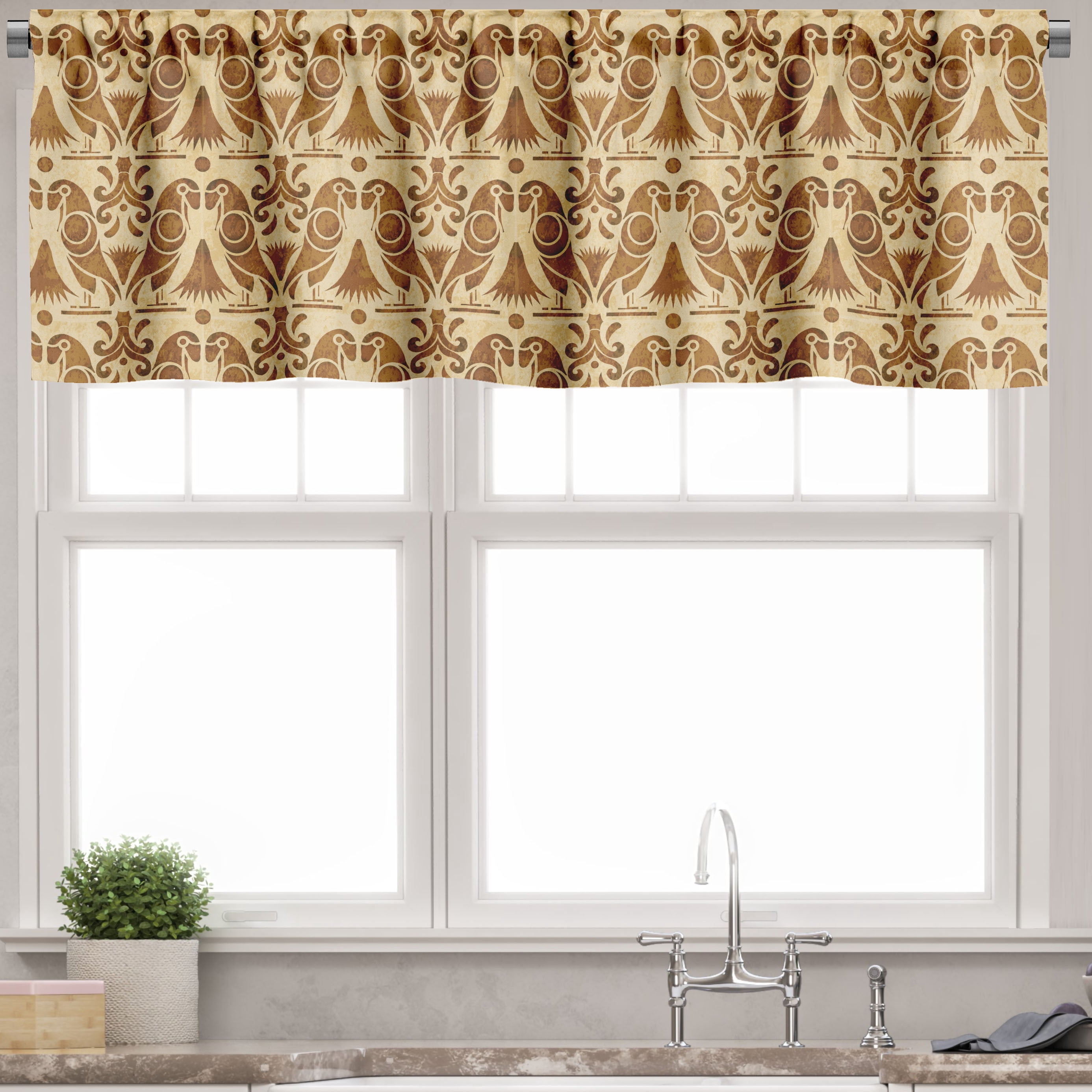 Ambesonne Earth Tones Window Valance, Exotic Bird Parrot, 54" X 18 ...