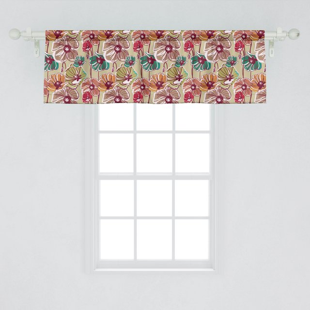 Ambesonne Earth Tones Window Valance Flourishing Poppy Flowers And