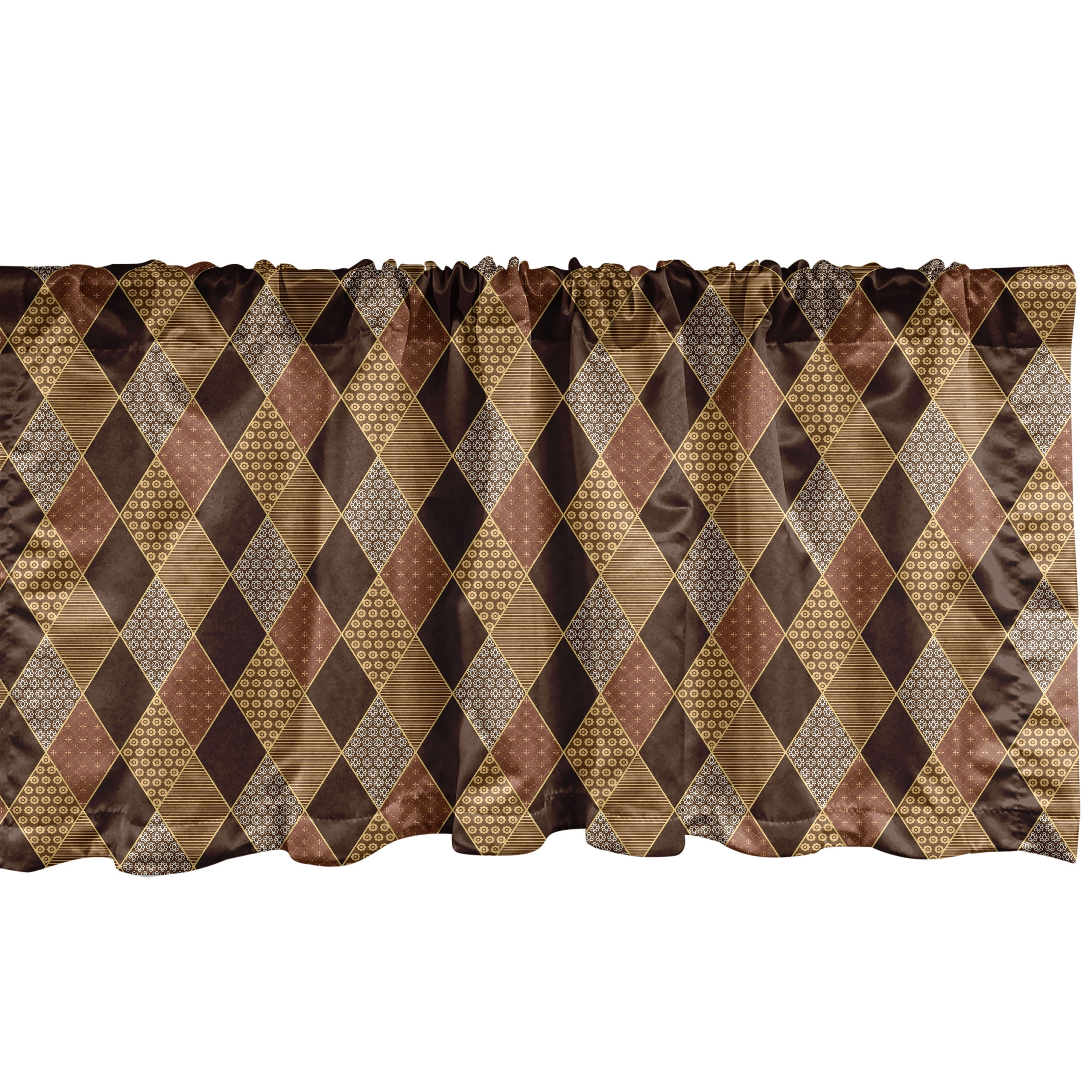 Ambesonne Earth Tones Window Valance, Lozenge Pattern, 54" X 12", Brown ...
