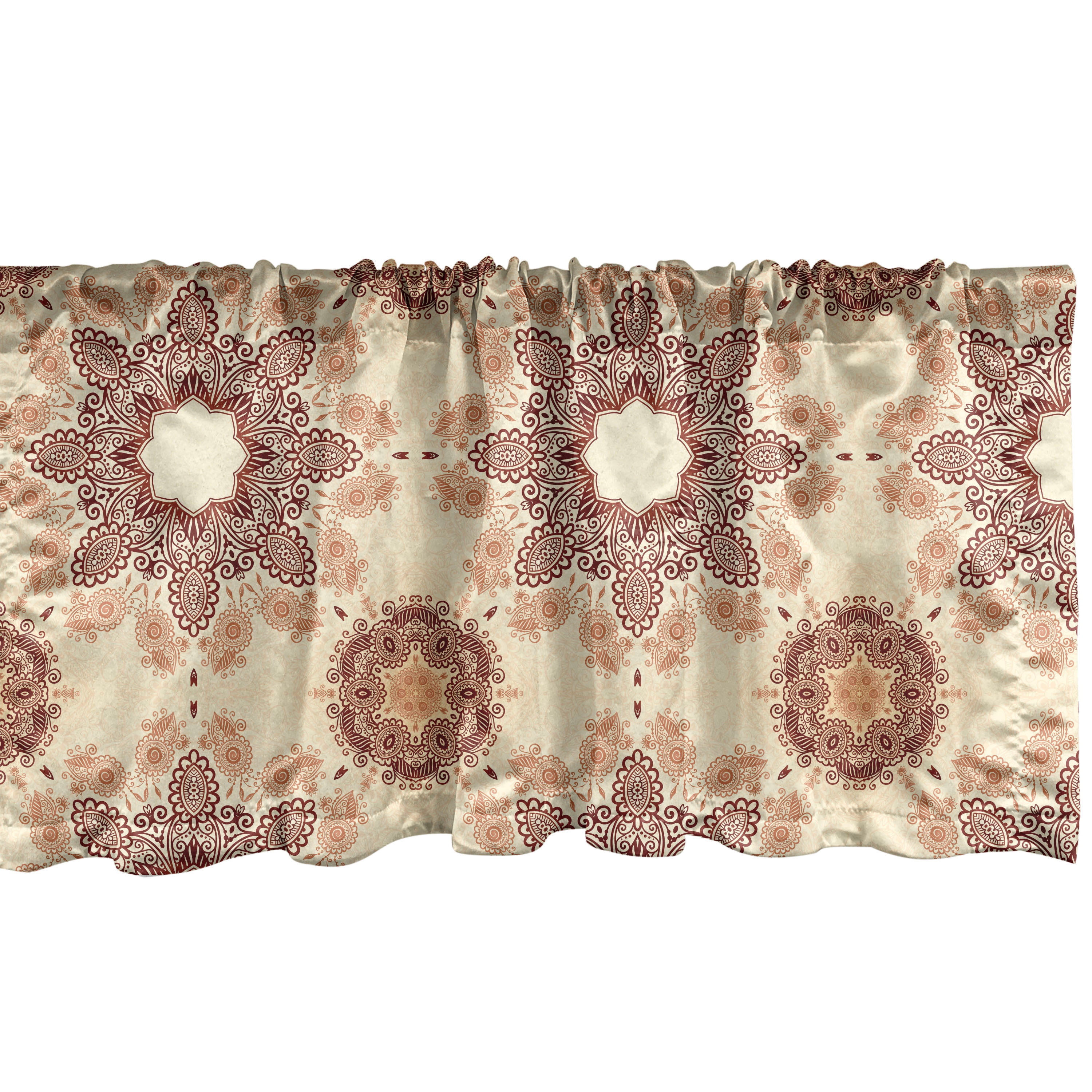 Ambesonne Earth Tones Window Valance, Mandala Lace Style Art, 54" X 18 ...