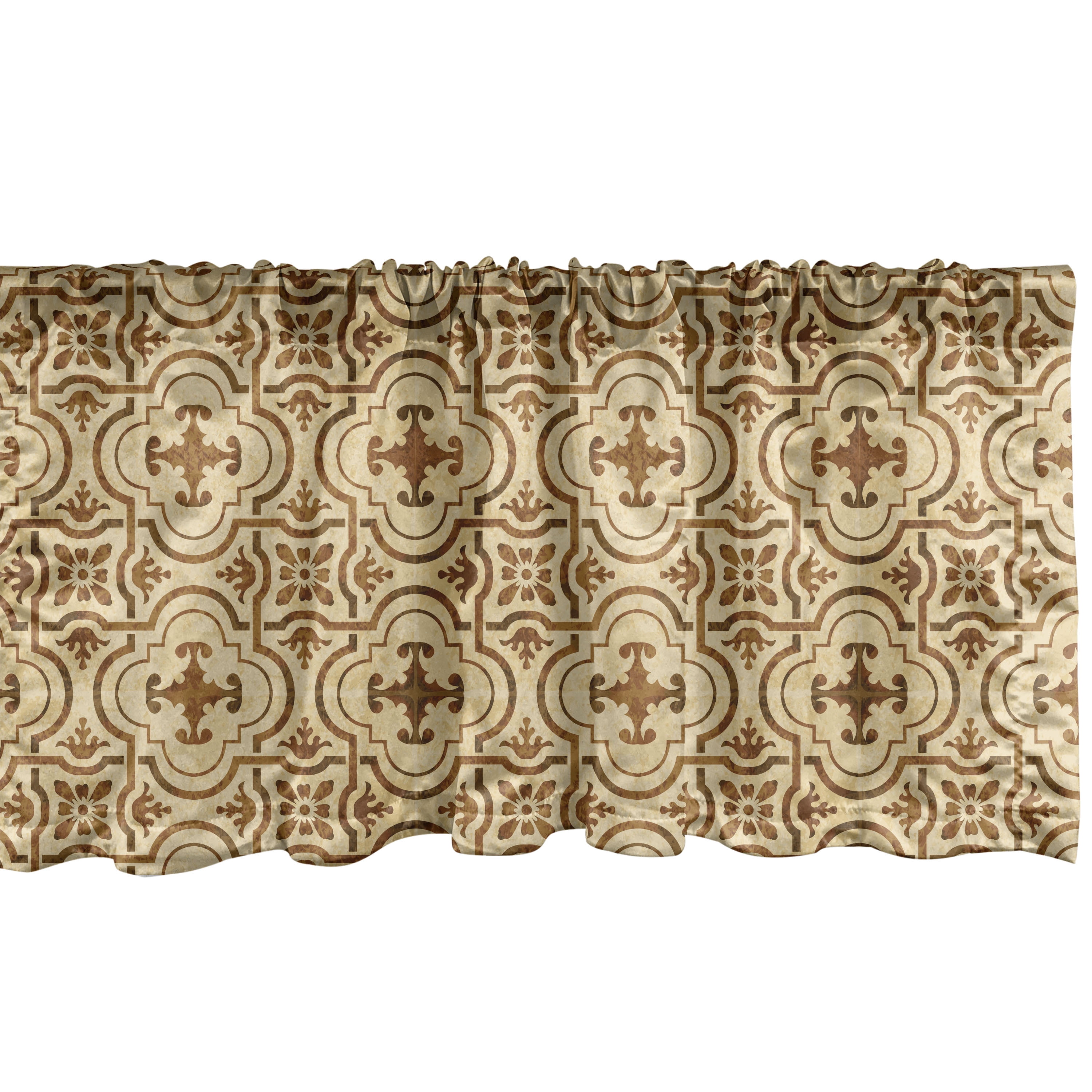 Ambesonne Earth Tones Window Valance, Old Fashioned Damask Style Curved ...