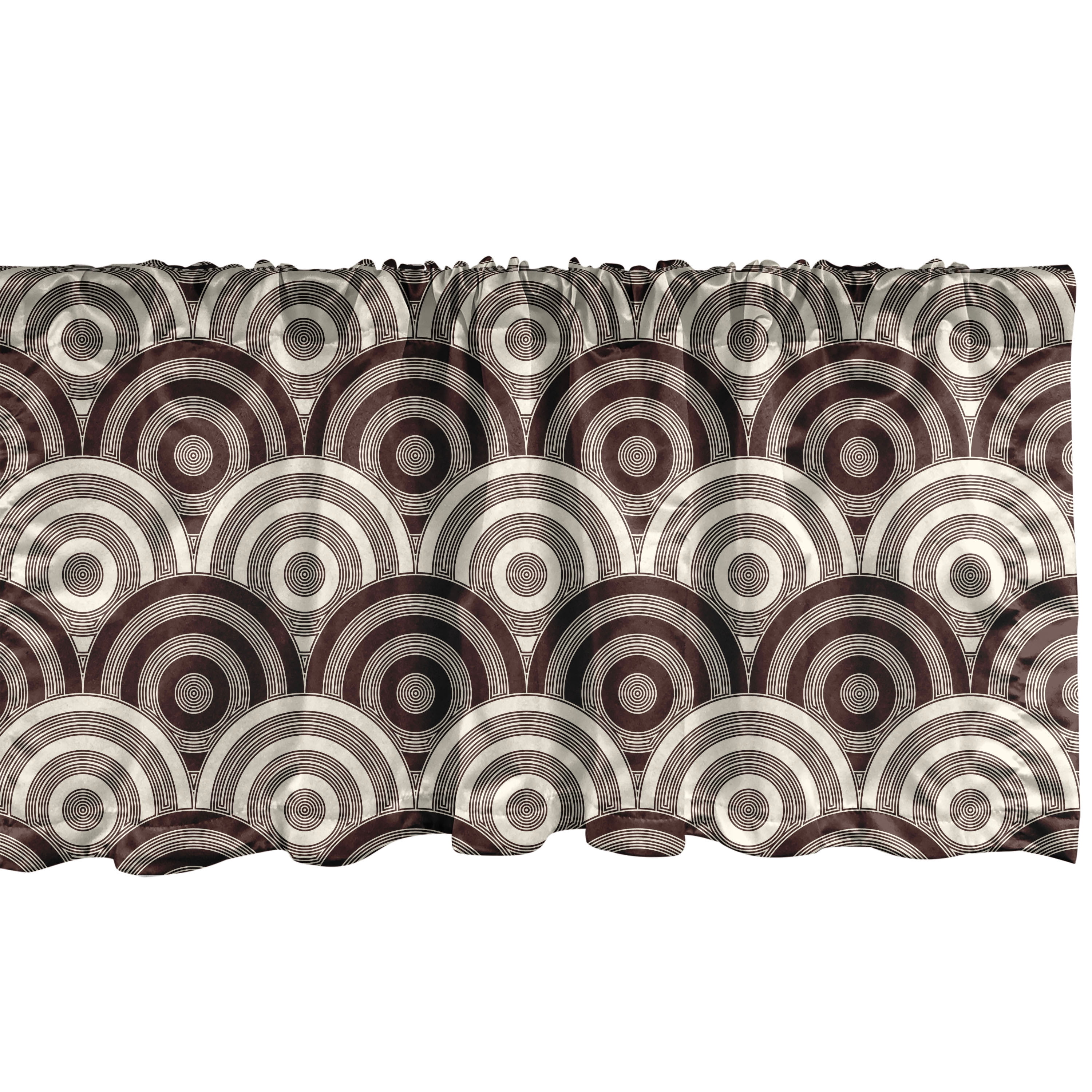 Ambesonne Earth Tones Window Valance, Spiral Circles Grid, 54" X 18 ...