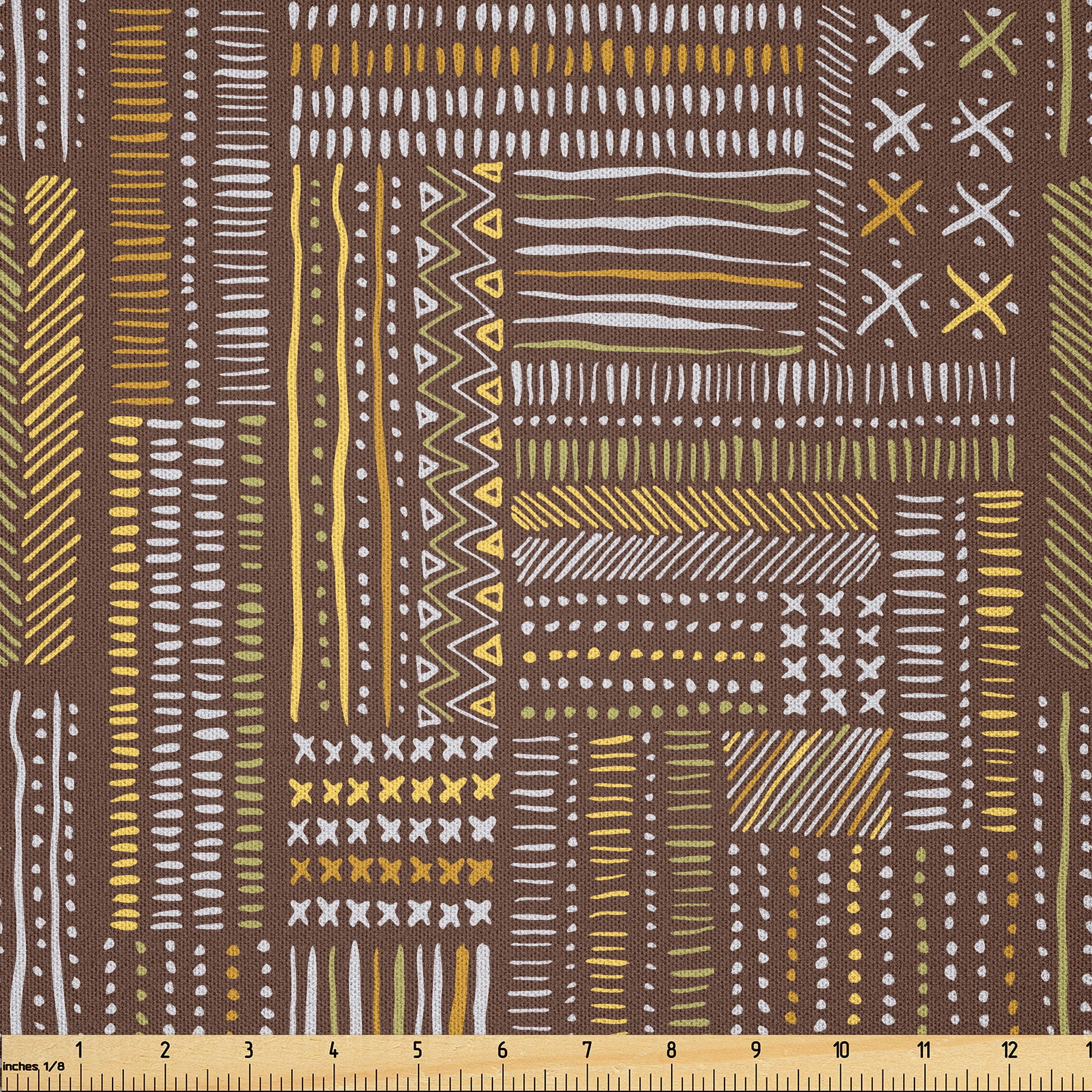 Ambesonne Earthy Fabric by the Yard Microfiber, Sketchy Tribal Abstract ...