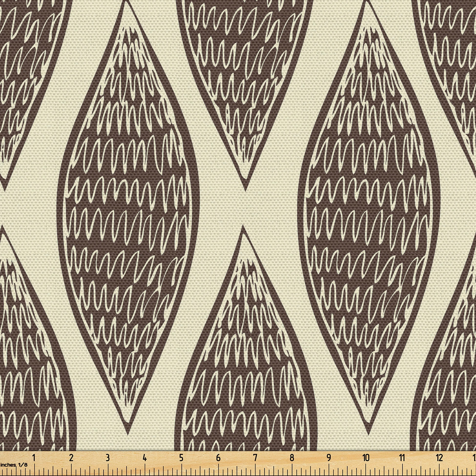 Ambesonne Earthy Fabric by the Yard, Tribal Sketchy Leaf Print, 1 Yard ...