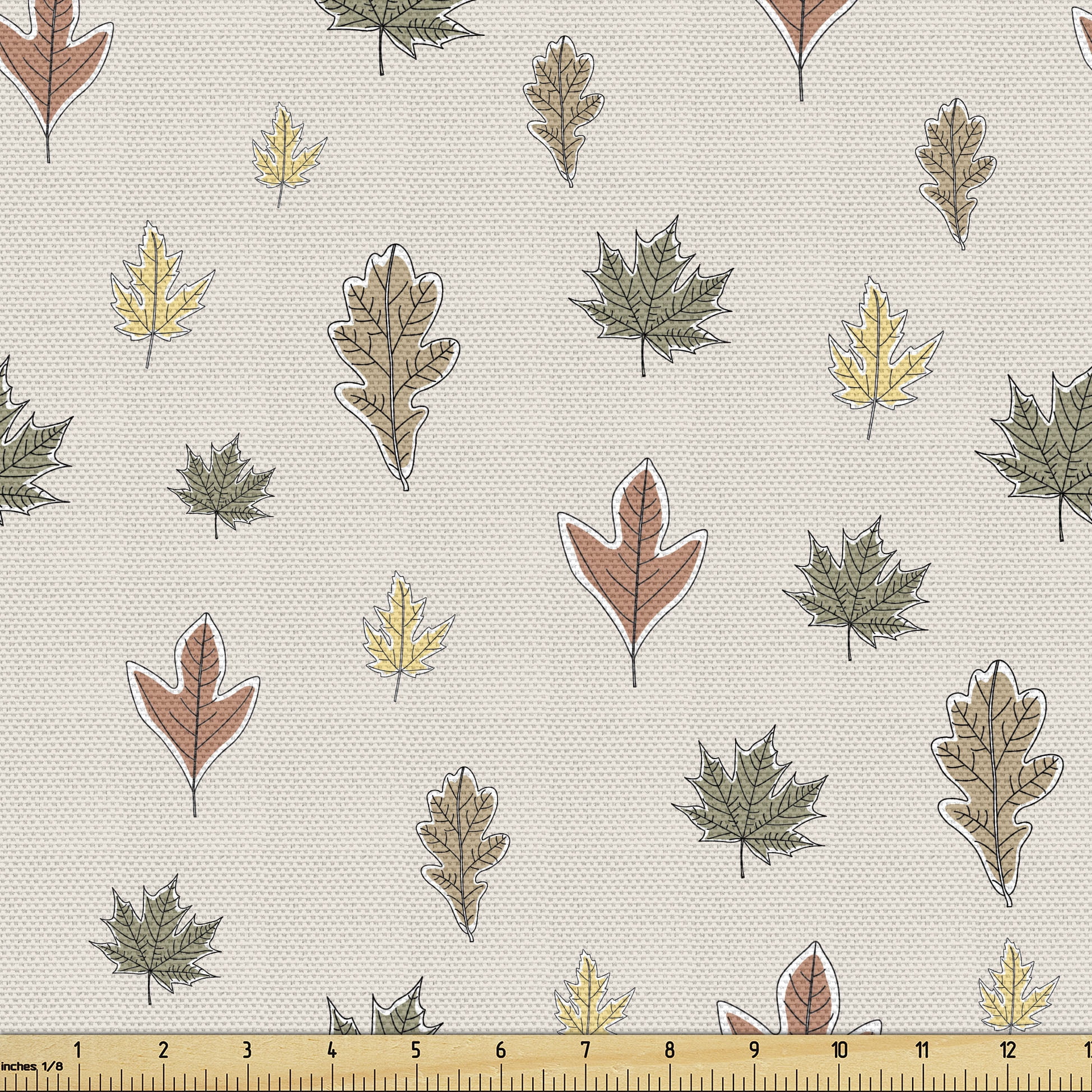 Ambesonne Earthy Fabric by the Yard Upholstery, Modern Woodland Leaf ...