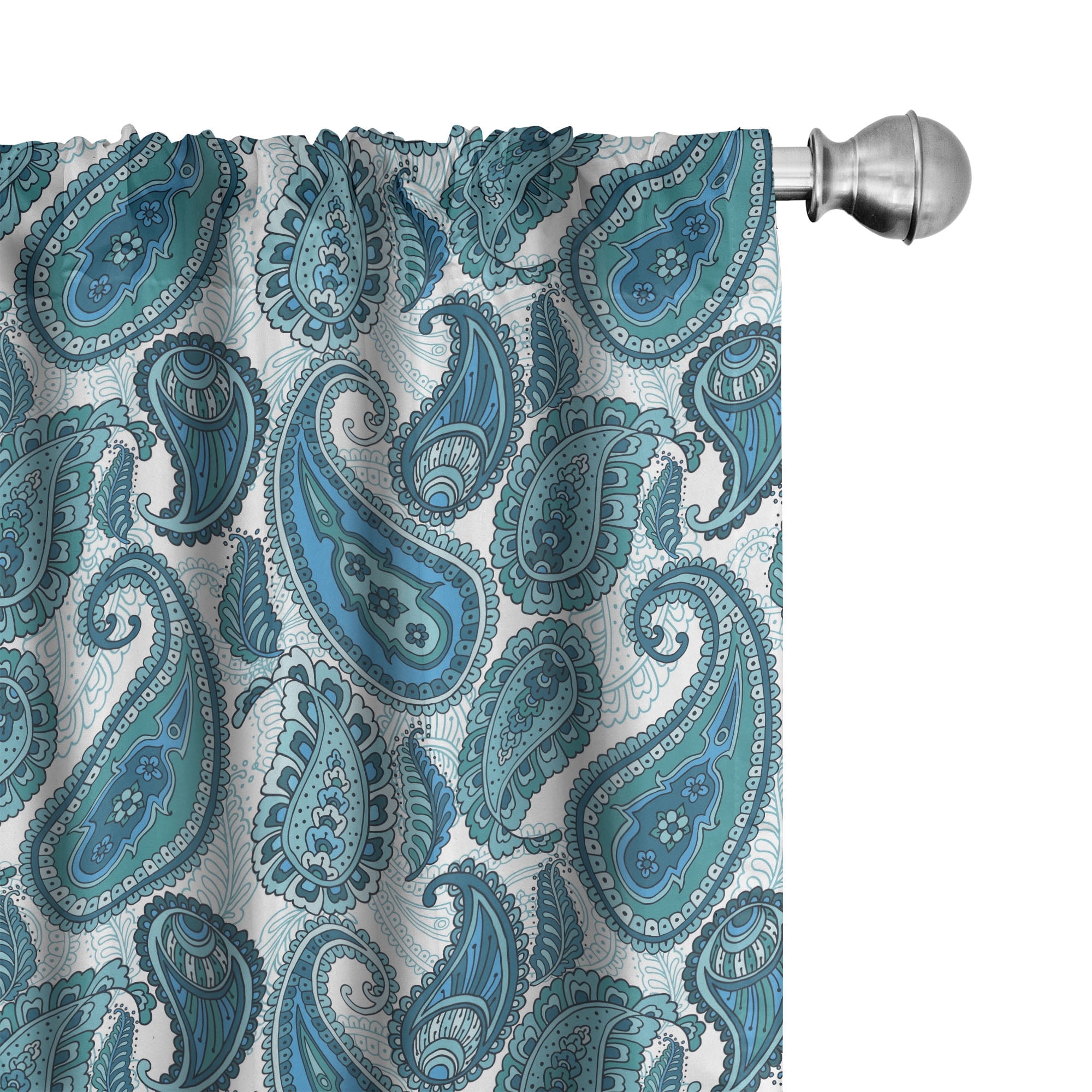 Ambesonne East Curtains, Antique Paisley Ethnic, Pair of 28"x63", Pale ...