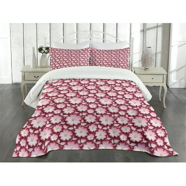 DaDa Bedding Romantic Roses Lovely Spring Pink Floral Quilted Scalloped ...