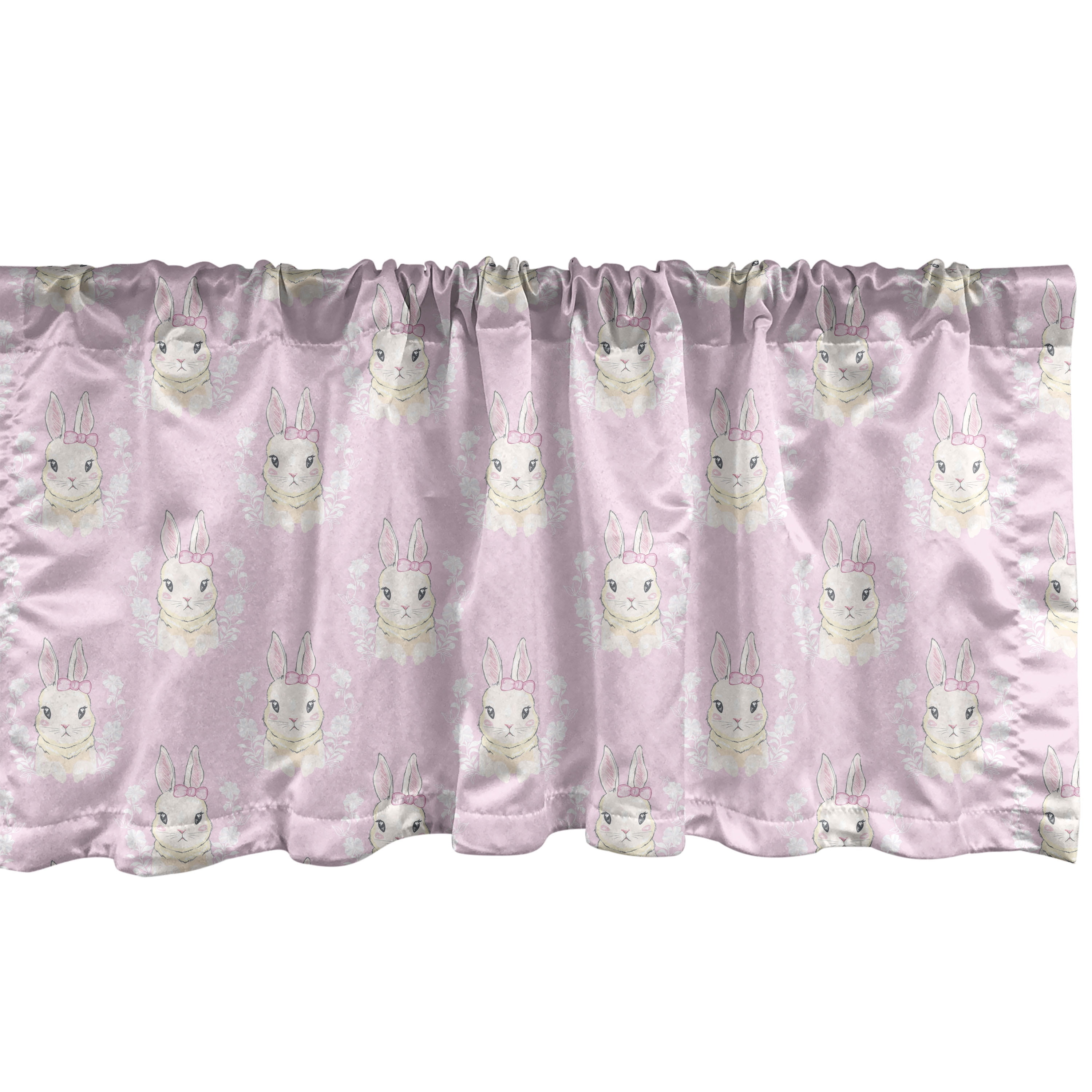 Ambesonne Easter Bunny Window Valance, Rabbit Art, 54" X 12", Rose ...