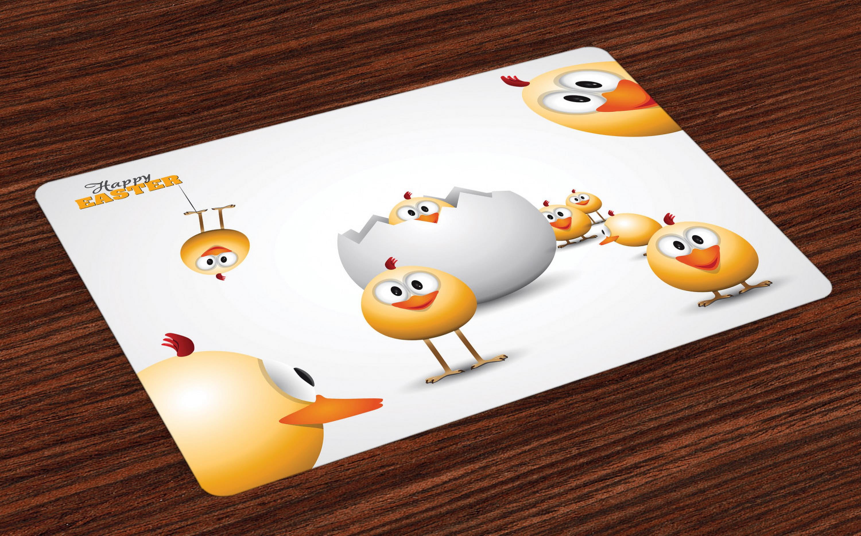 Ambesonne Easter Place Mats Set of 4, Chicks Funny Cartoon, Standard ...