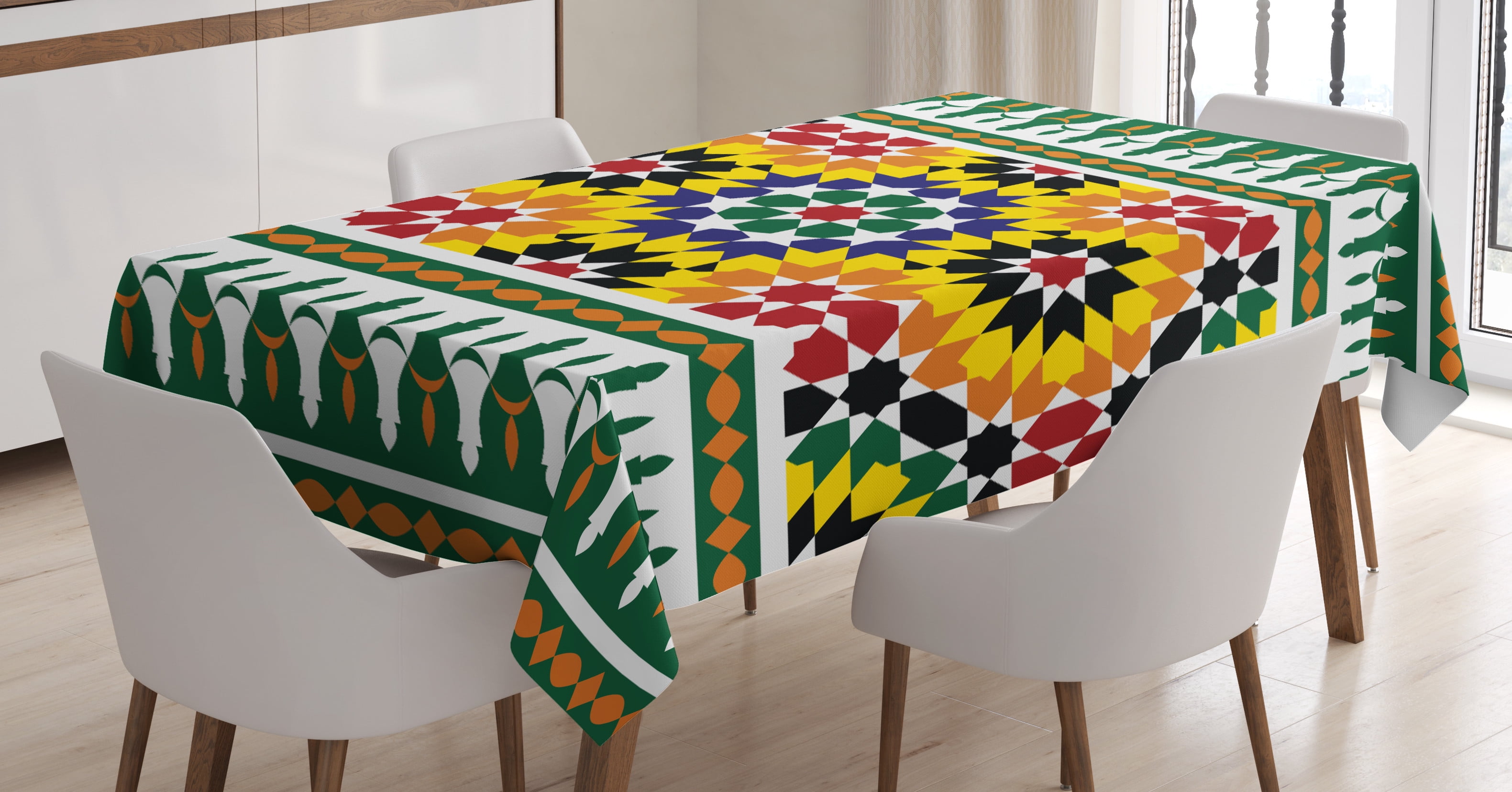 Ambesonne Eastern Tablecloth Rectangular Table Cover, Vibrant Pattern ...