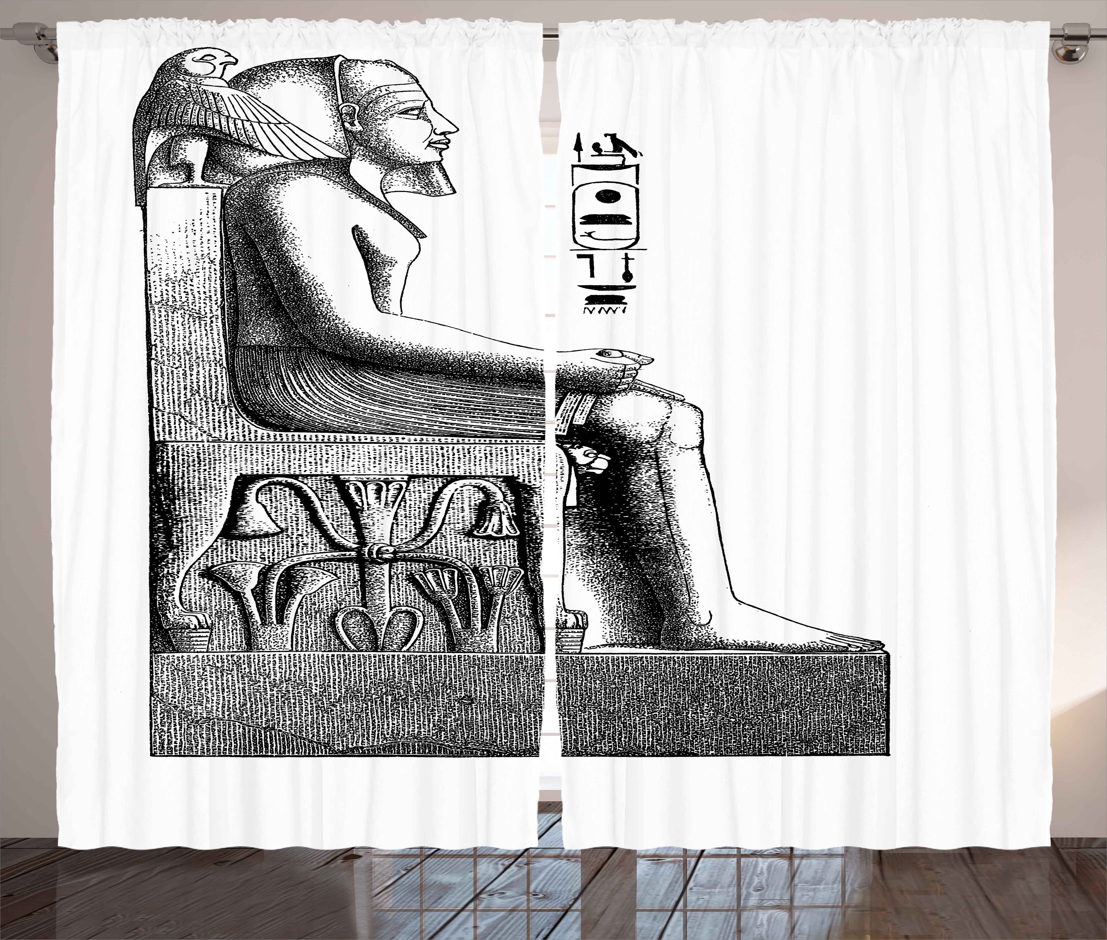 Ambesonne Egypt Curtains 2 Panel Set, Antique Hawk and Bird, 108" x 108 ...