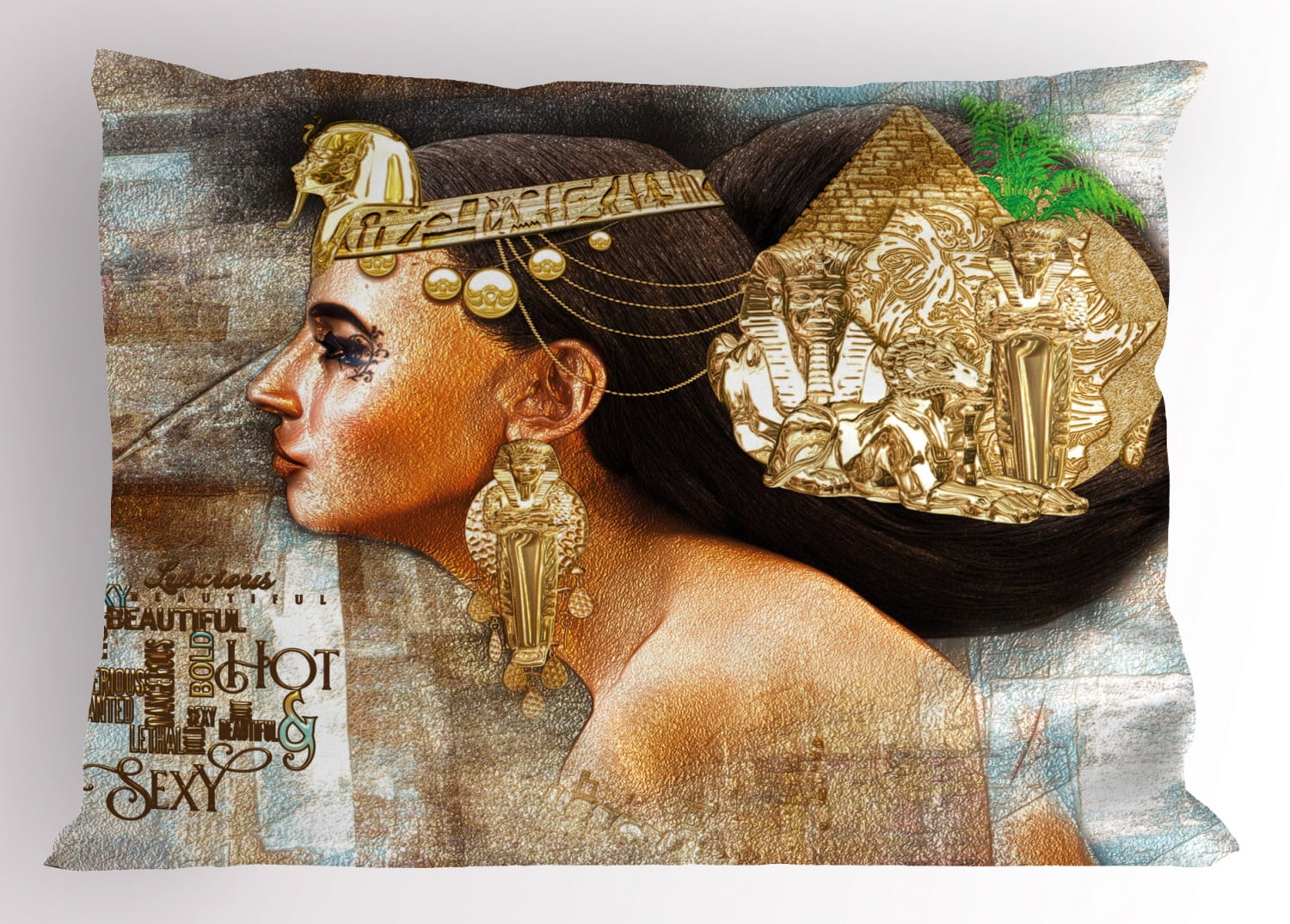 Ambesonne Egyptian Pillow Sham, Queen Cleopatra, 26" X 20", Multicolor ...