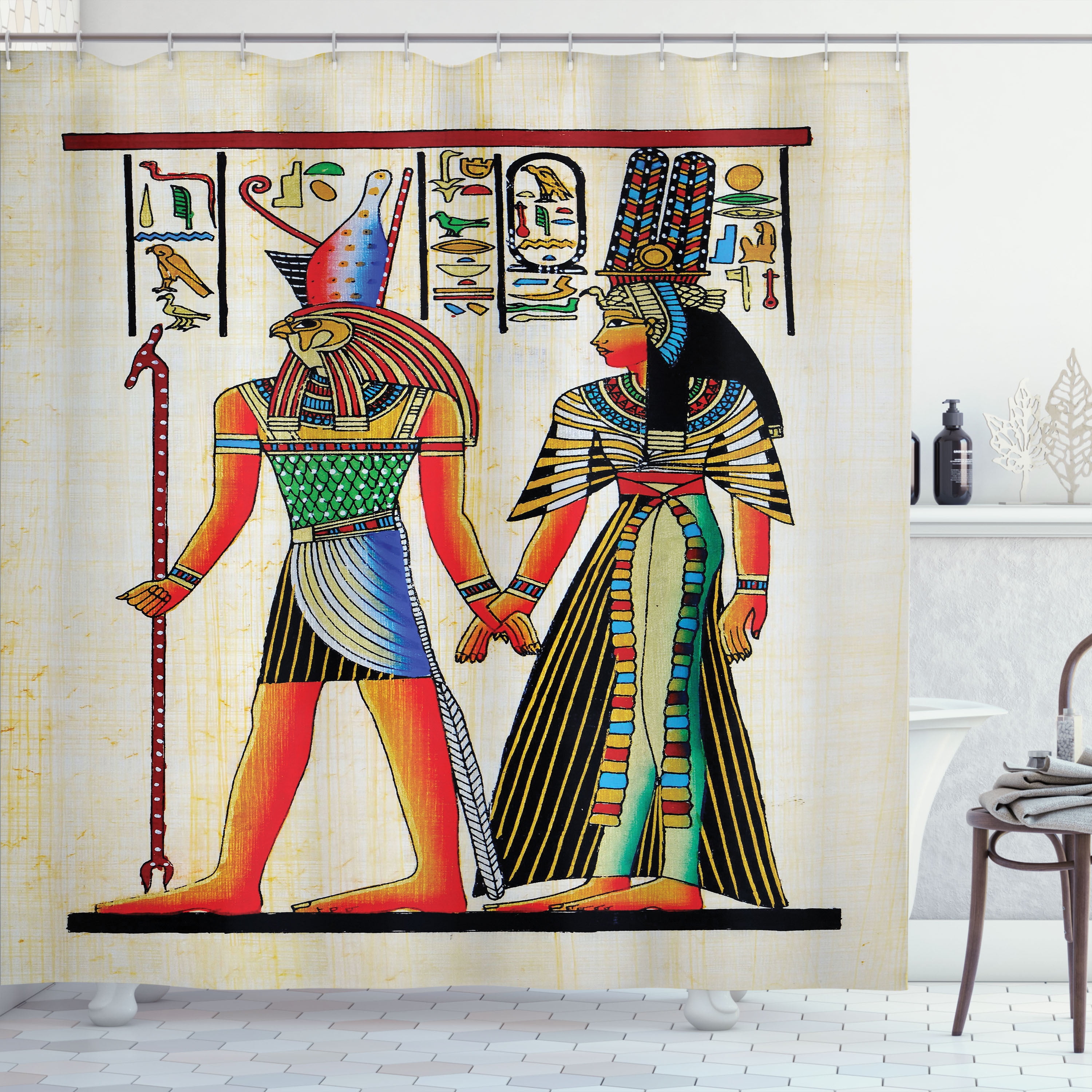 Ambesonne Egyptian Shower Curtain, Papyrus Building, 69"Wx75"L ...