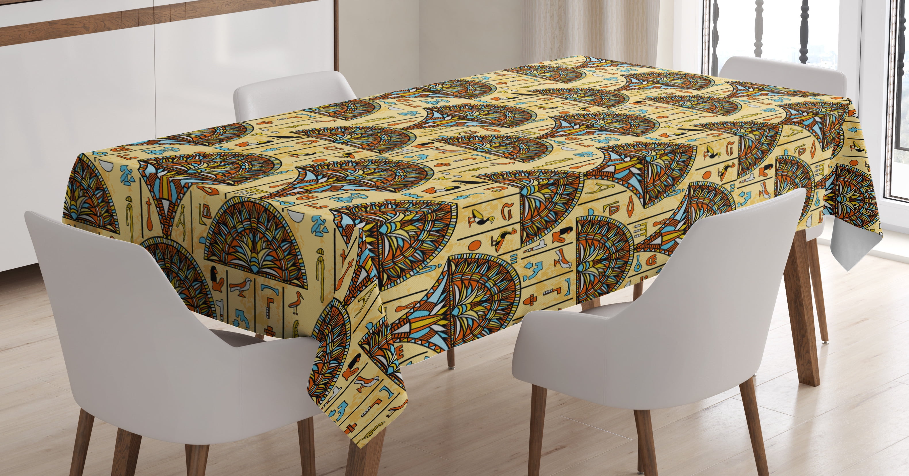 Ambesonne Egyptian Tablecloth Rectangular Table Cover, Folkloric ...
