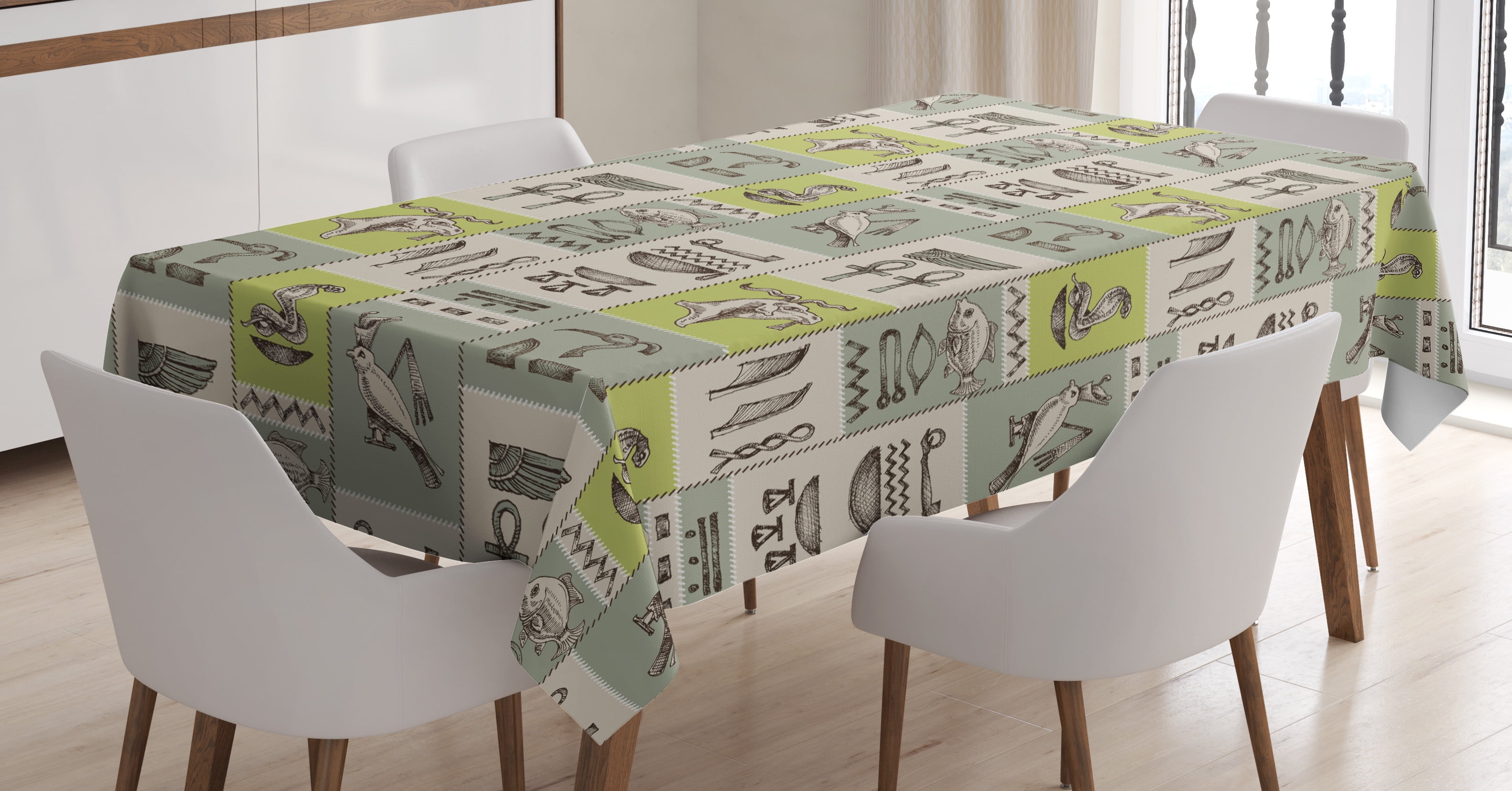 Ambesonne Egyptian Tablecloth Rectangular Table Cover, Hieroglyphs ...