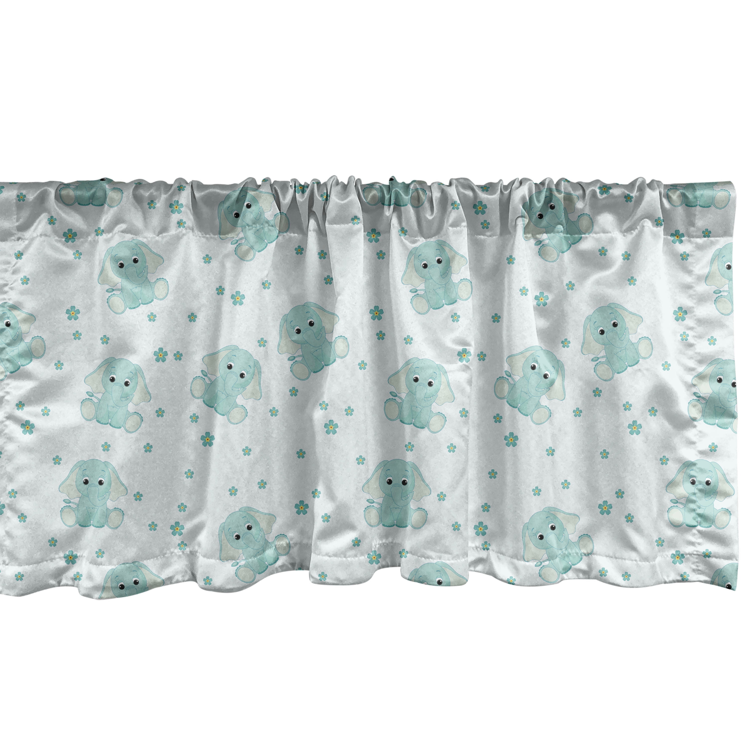 Ambesonne Elephant Window Valance, Baby Animal Characters with Long ...