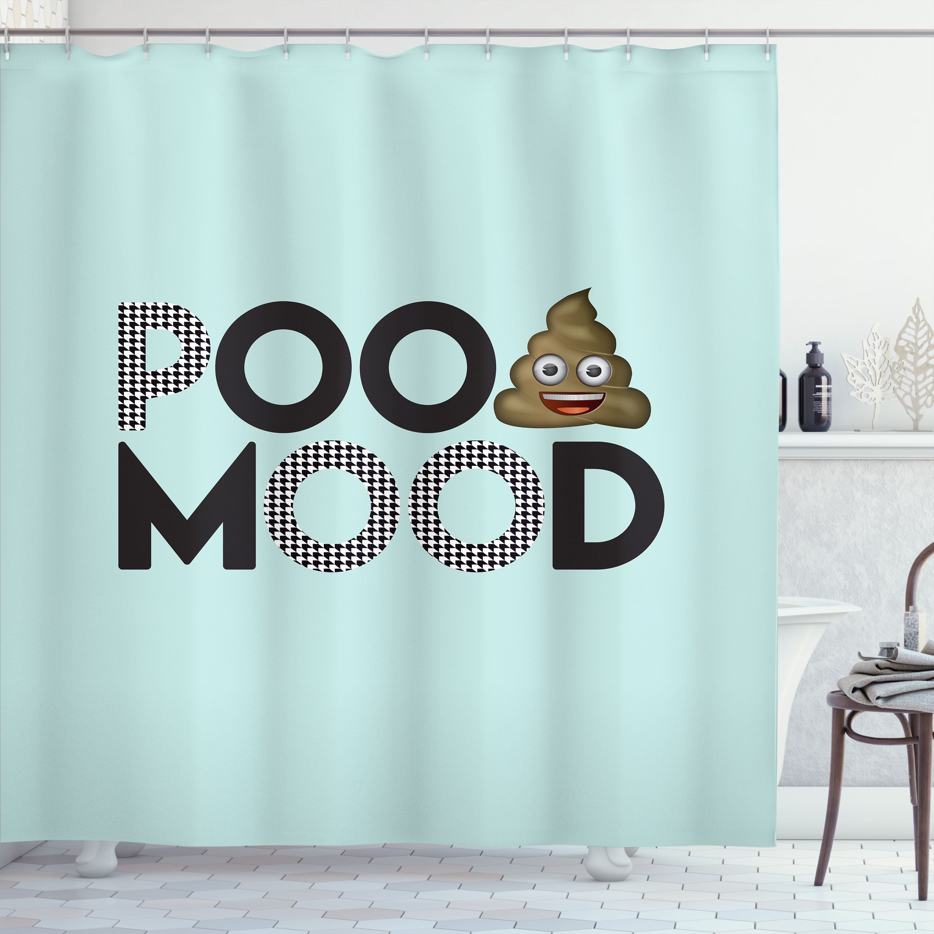 Ambesonne Emoji Art Shower Curtain, Poop Mood Pile of Poo, 69"Wx75"L ...