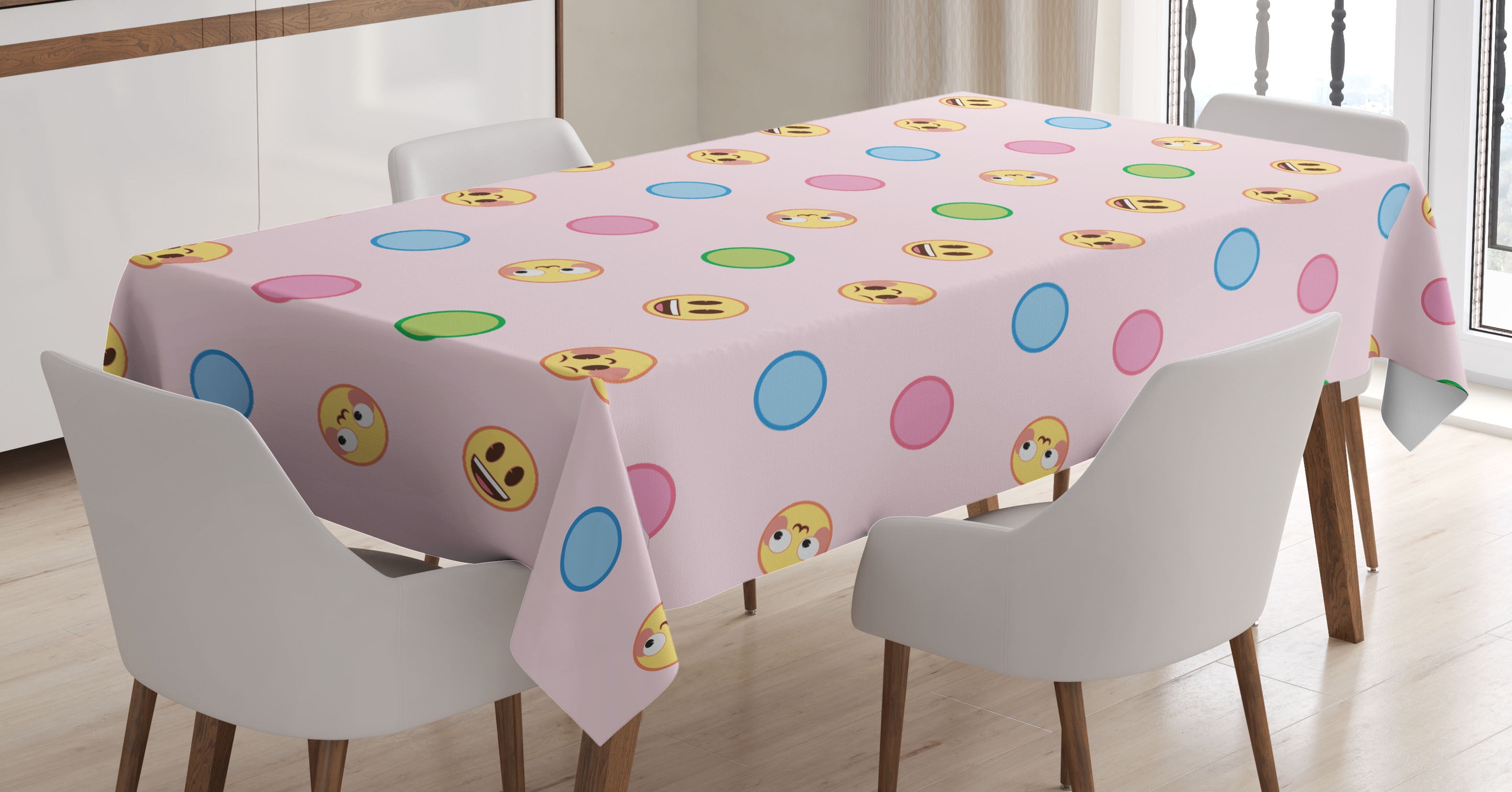 Ambesonne Emoji Birthday Tablecloth Rectangular Table Cover, Party ...