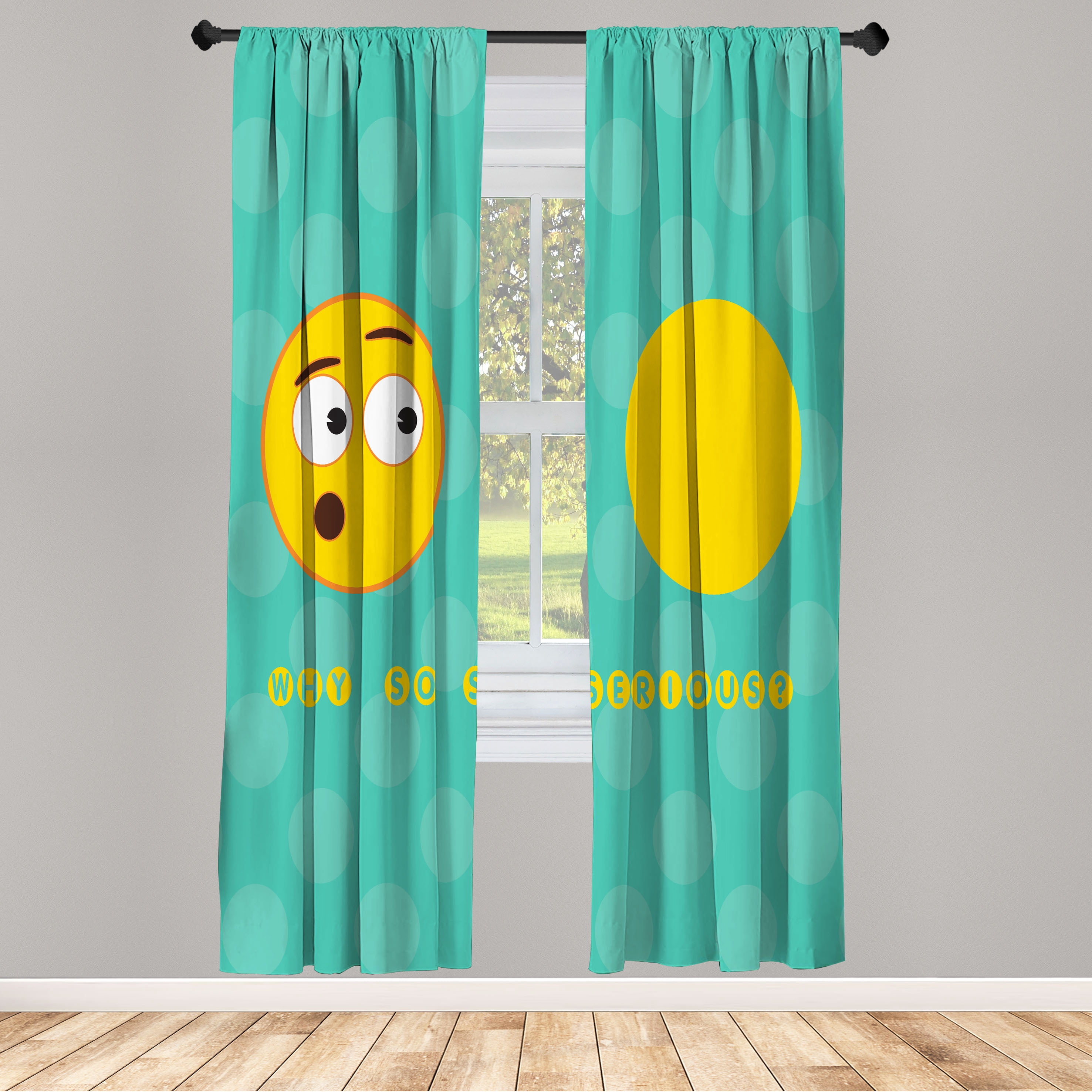 Ambesonne Emoji Curtains, Why So Serious Funny Face Art, Pair of 28"x84 ...