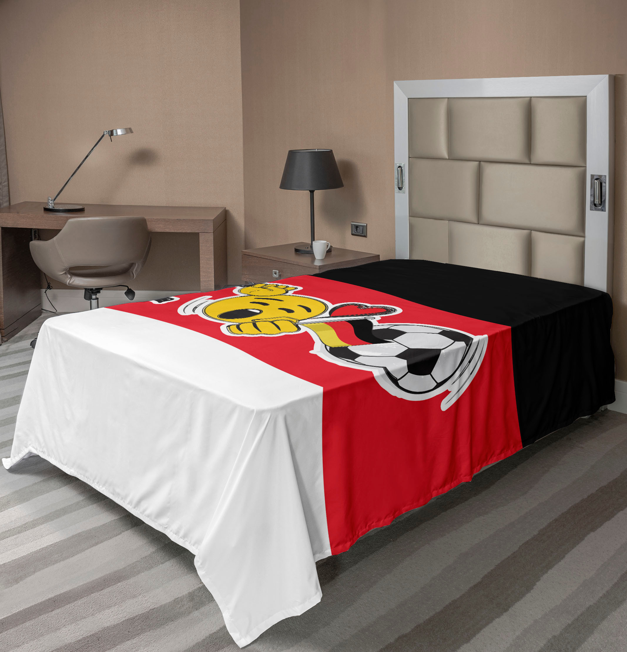Ambesonne Emoji Flat Sheet, Germany Soccer Team Themed, Twin Size, Dark ...