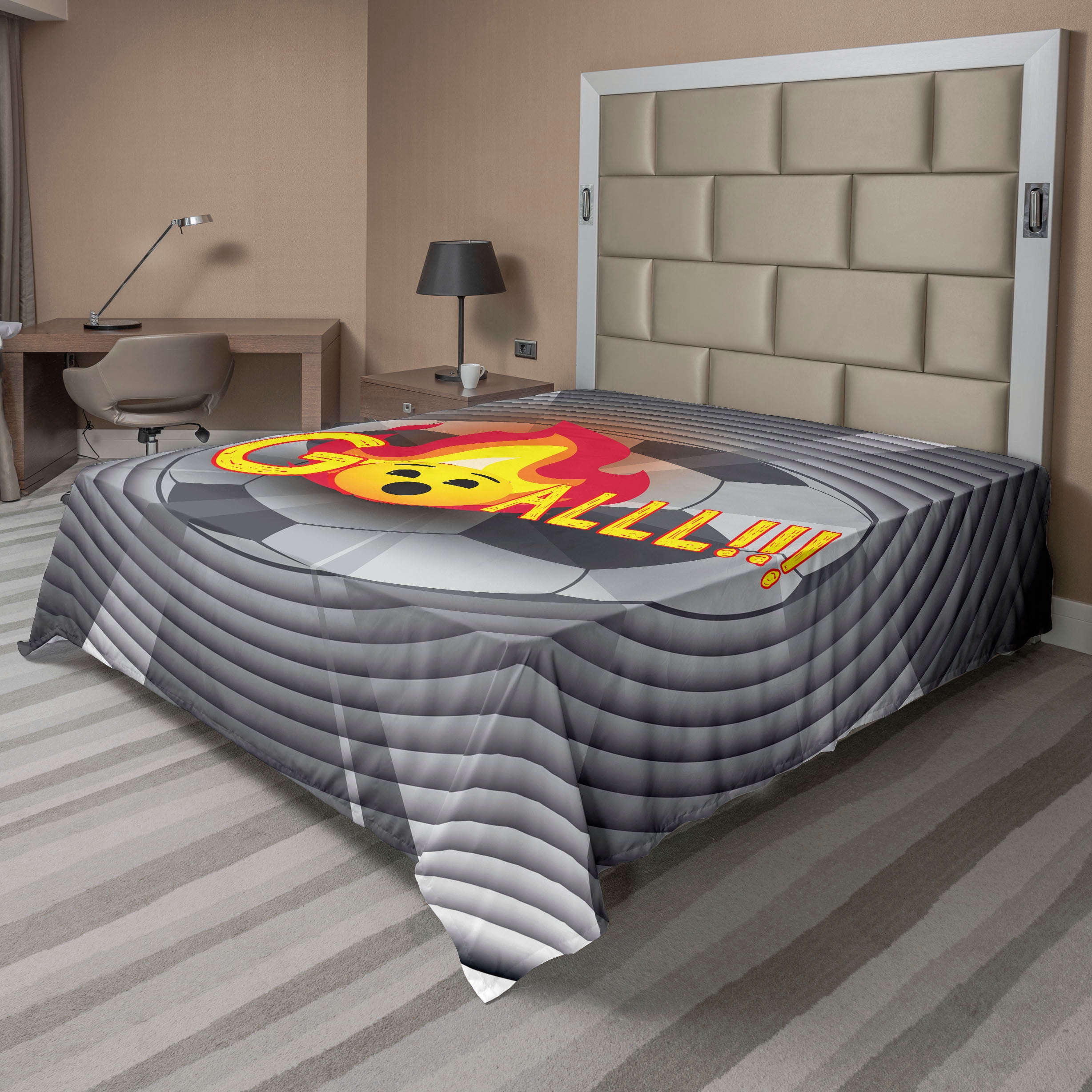 Ambesonne Emoji Flat Sheet, Goal Lettering Soccer Fan, Full Size ...